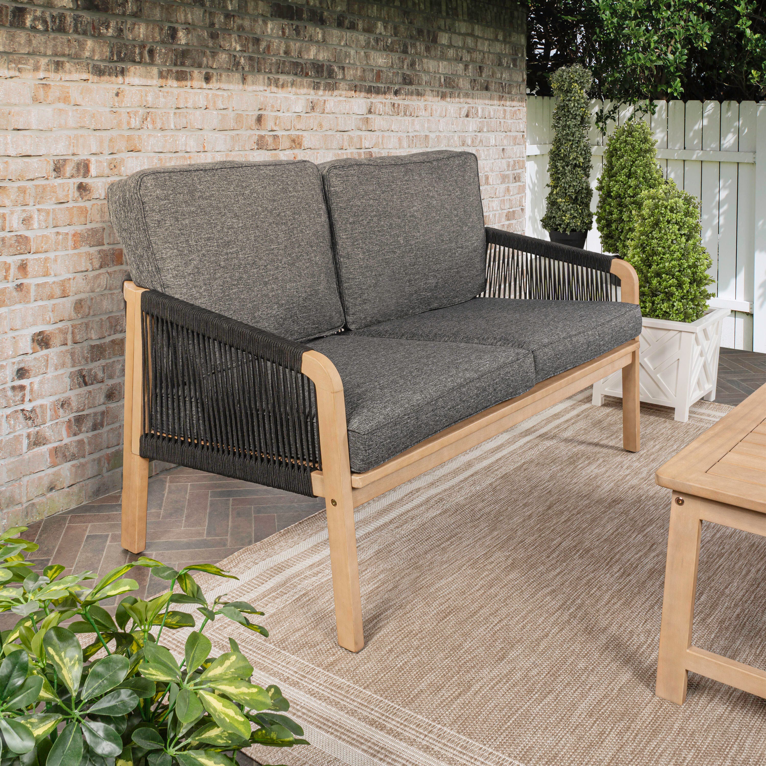 Click here for Jonathan Y Arwen Outdoor Loveseat  Gray/Light Teak prices