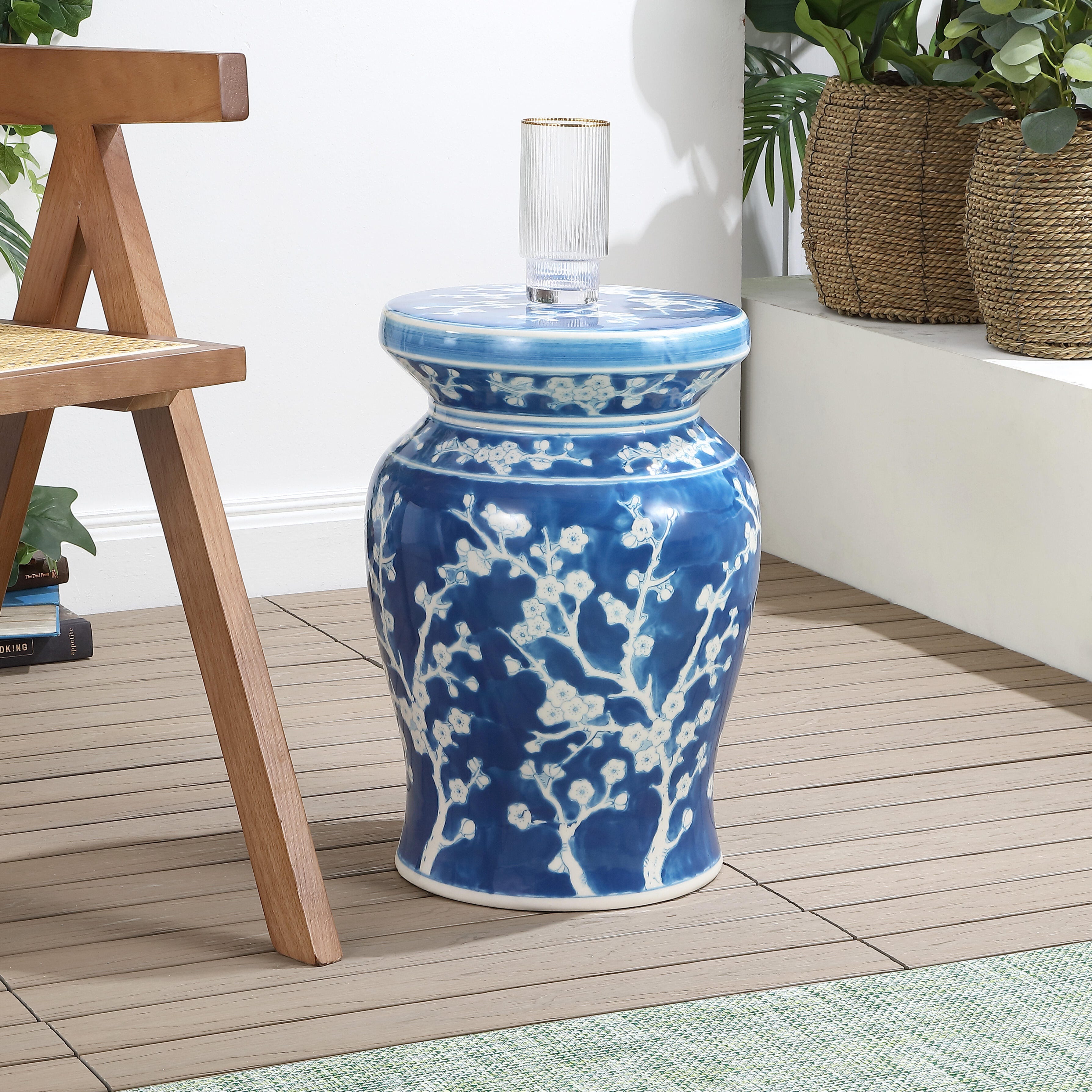 Click here for Jonathan Y Cherry Blossom Outdoor Garden Stool  Bl... prices