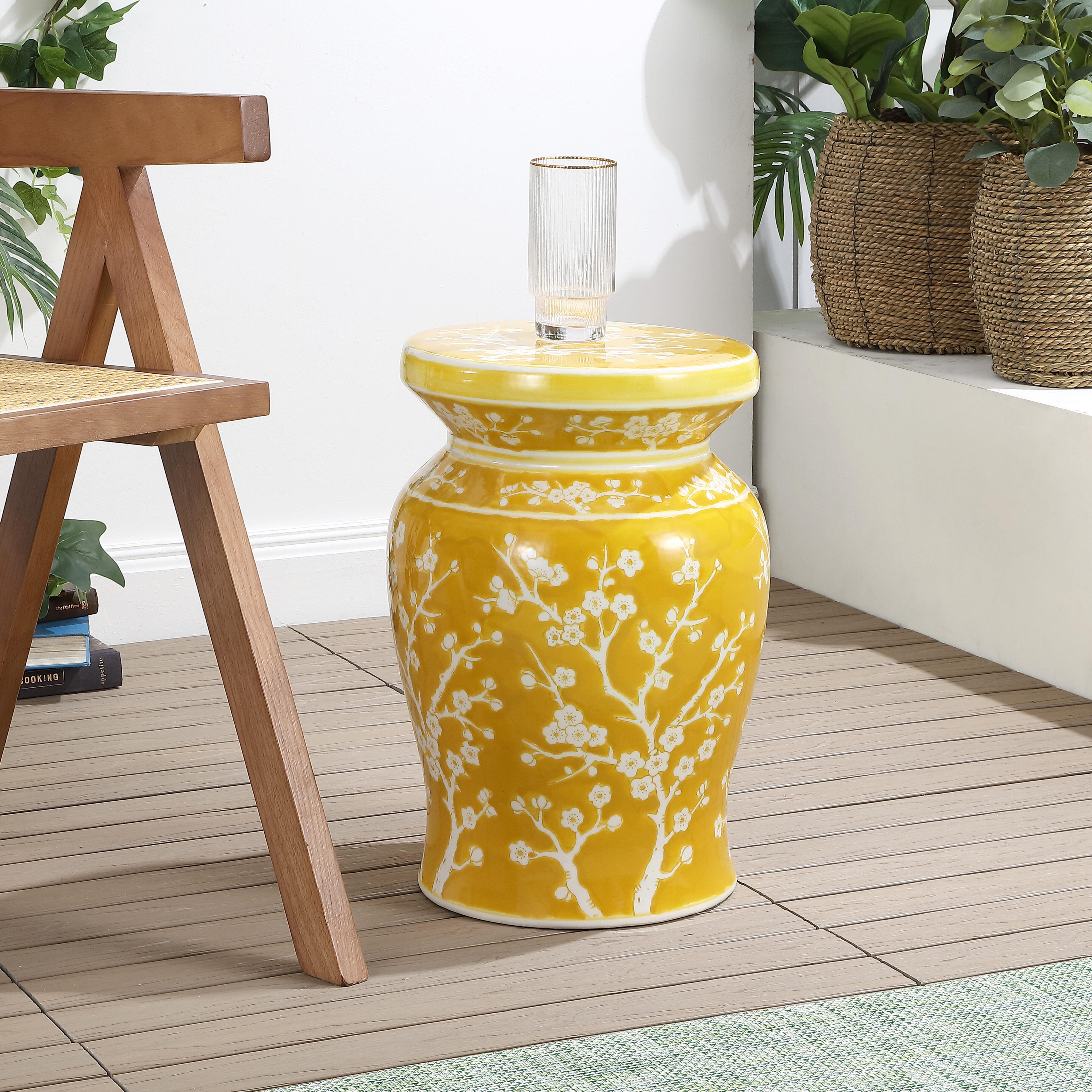 Click here for Jonathan Y Cherry Blossom Outdoor Garden Stool  Ye... prices