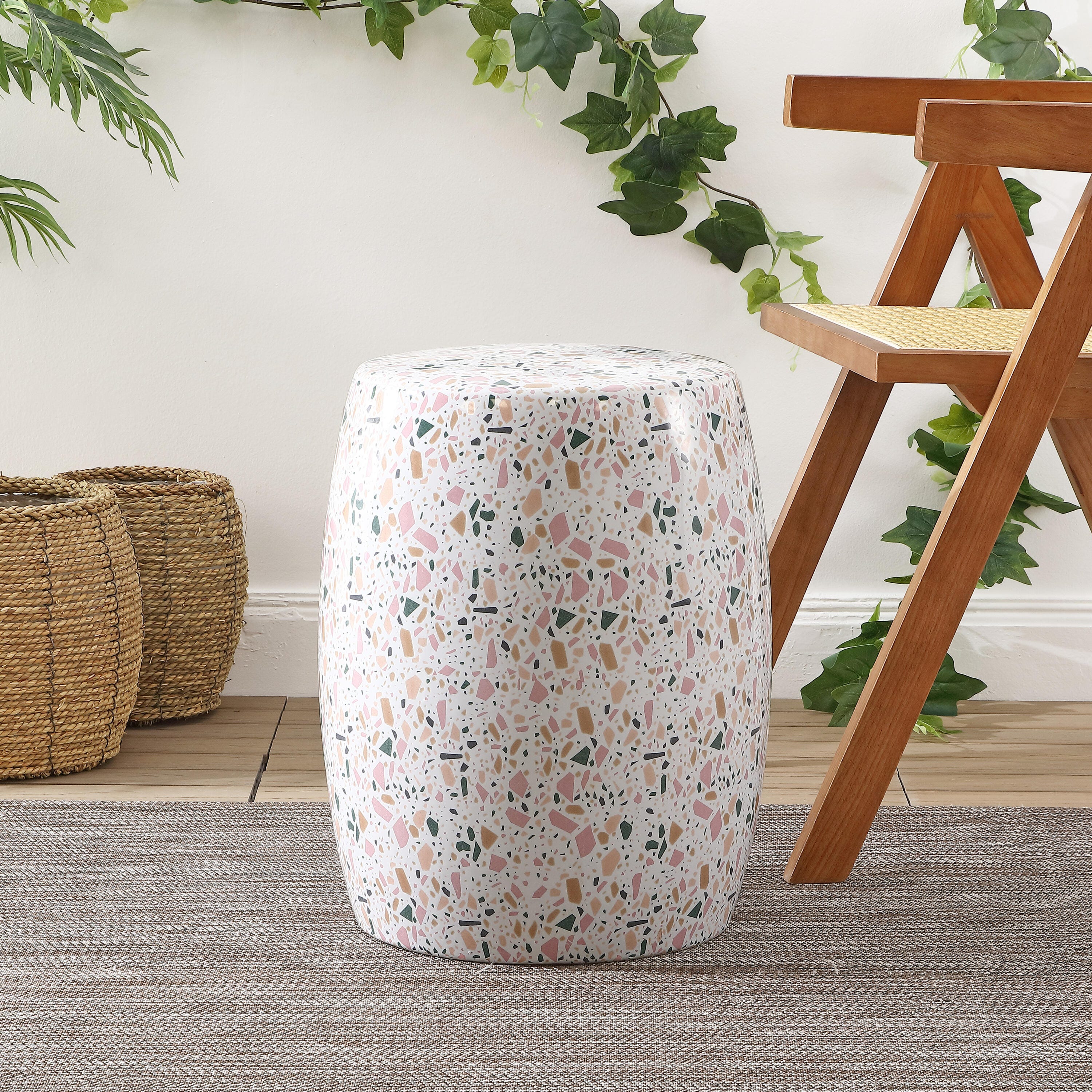 Click here for Jonathan Y Chiara Terrazzo Outdoor Garden Stool  W... prices