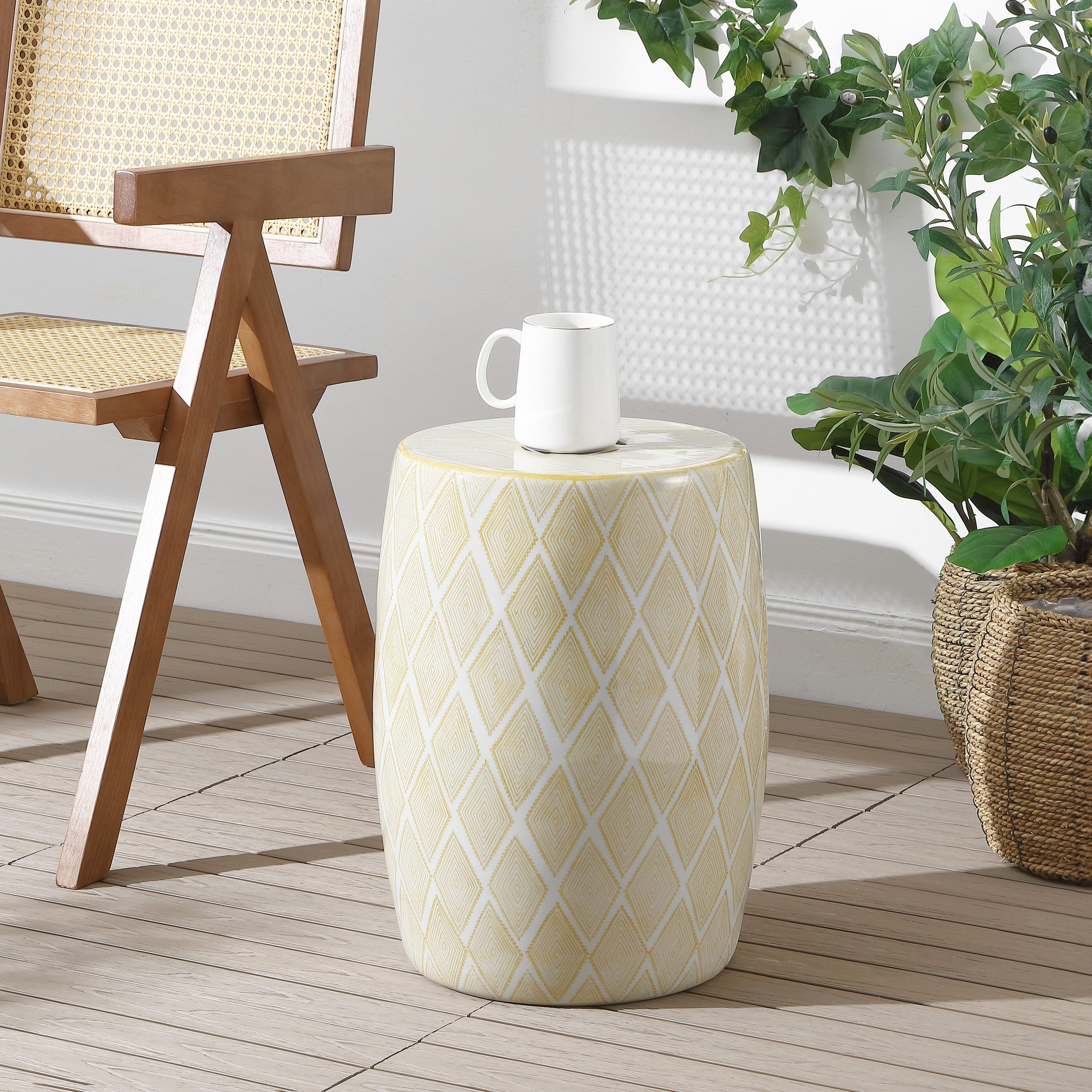 Click here for Jonathan Y Moroccan Diamonds Drum Outdoor Garden S... prices