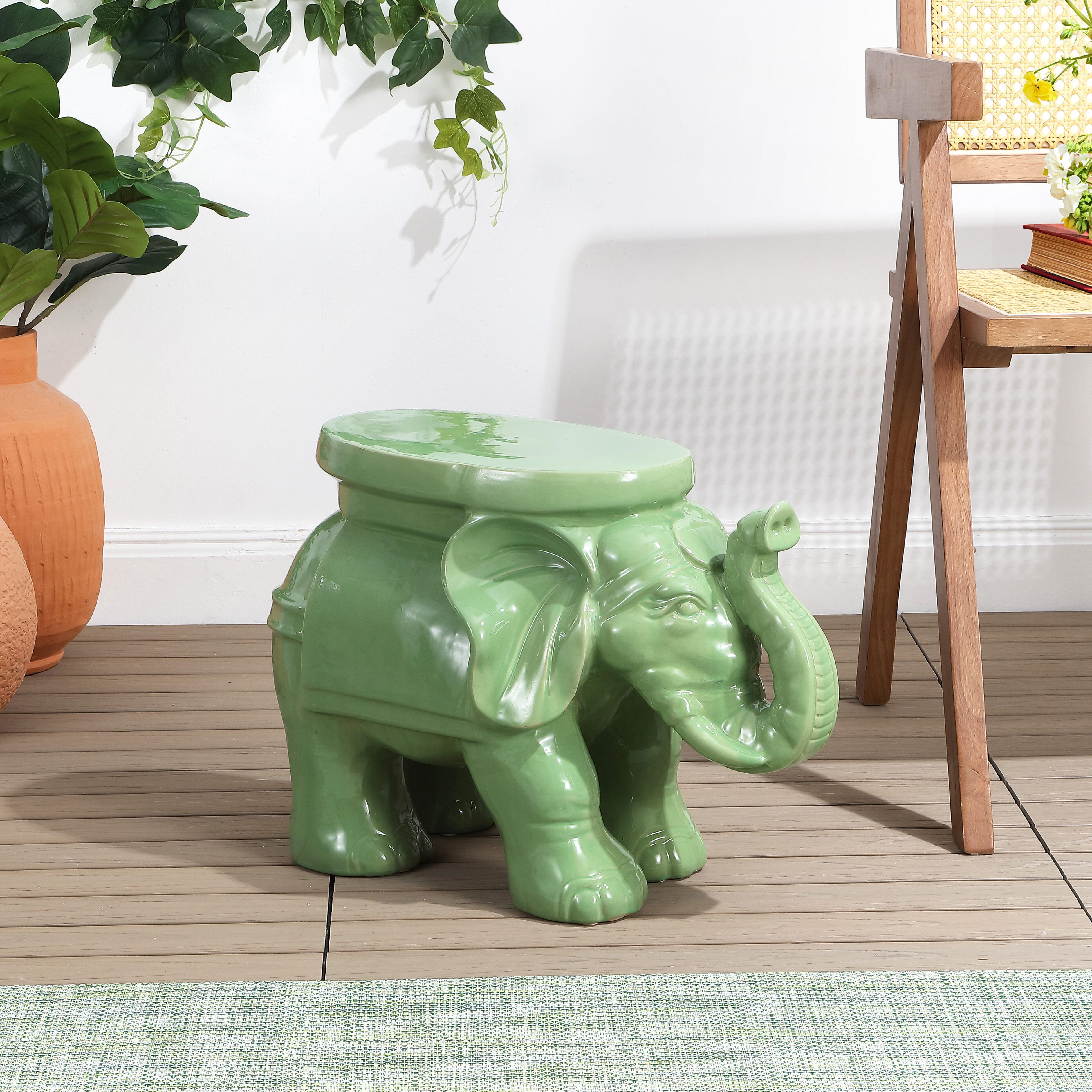 Click here for Jonathan Y Elephant Outdoor Garden Stool  Green prices