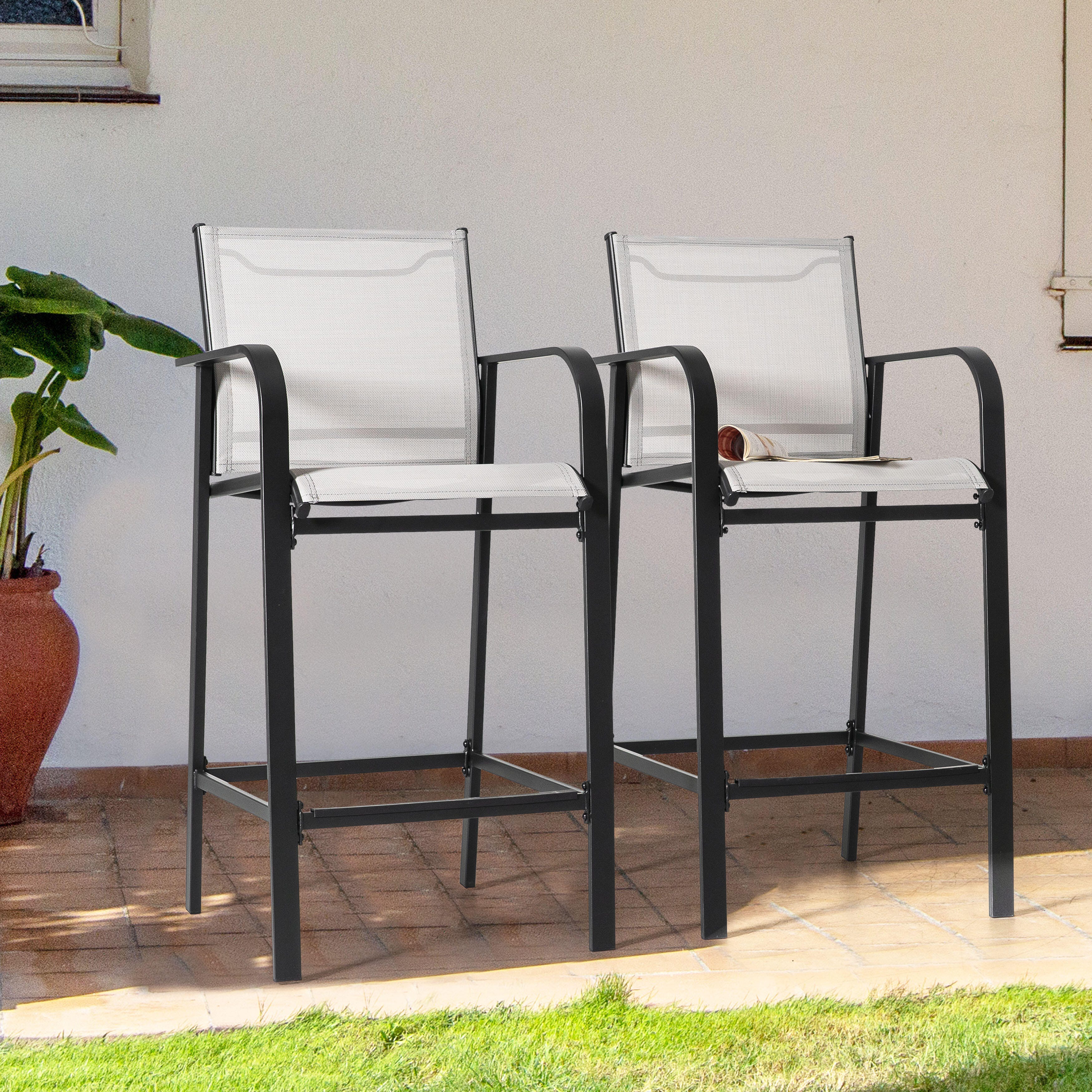 Click here for Nuu Garden Outdoor Bar Stools (Set of 2)  Gray prices
