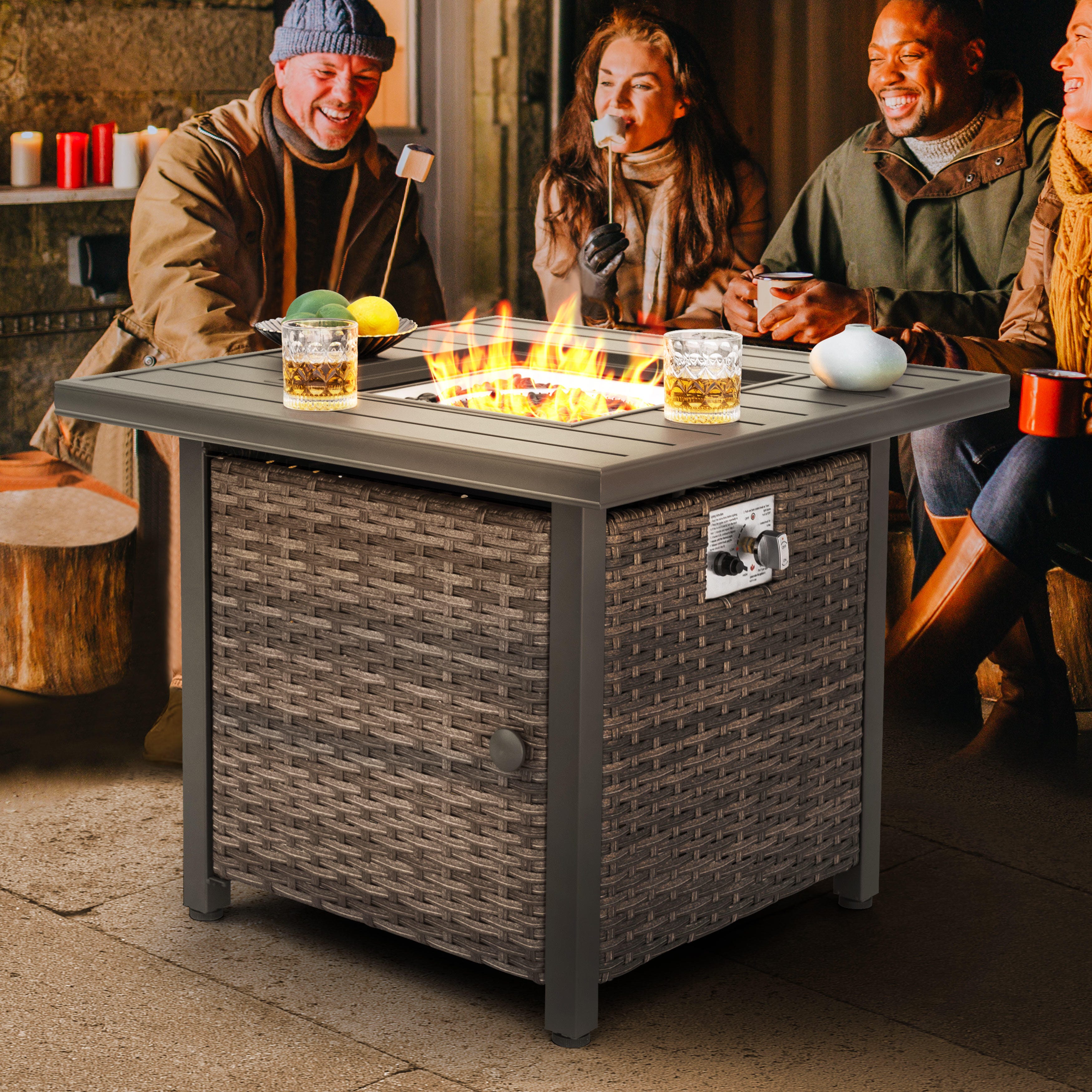 Click here for Nuu Garden Outdoor 30 Square Rattan Fire Pit Table... prices