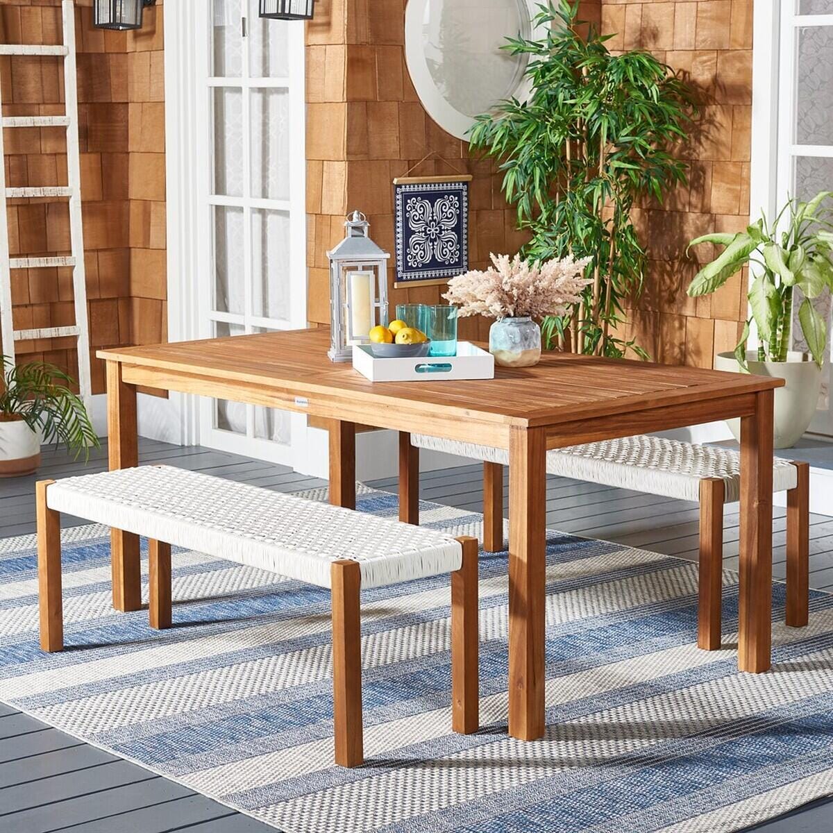 Click here for Safavieh Aquina Outdoor Dining Table and 2 Benches... prices