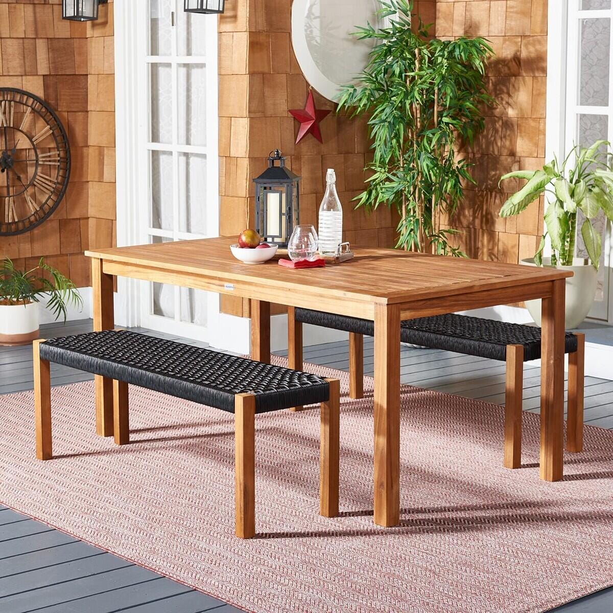 Click here for Safavieh Aquina Outdoor Dining Table and 2 Benches... prices