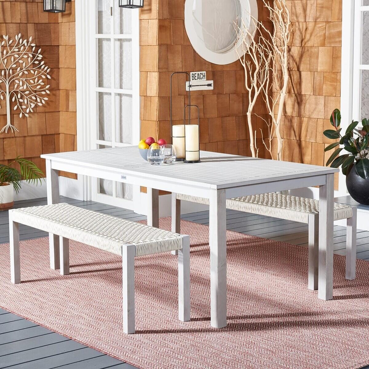 Click here for Safavieh Aquina Outdoor Dining Table and 2 Benches... prices