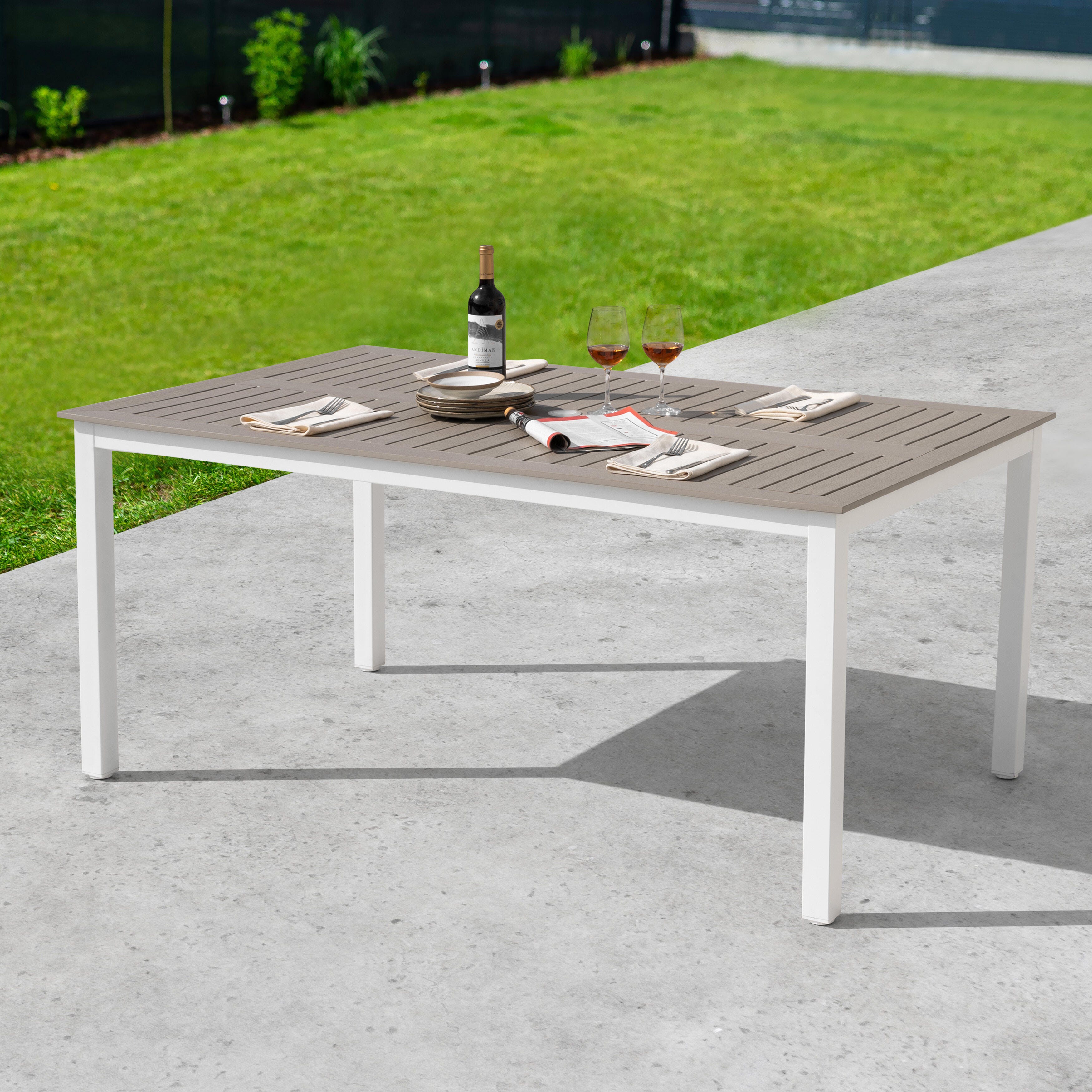 Click here for Nuu Garden Outdoor Dining Table  Brown/White prices
