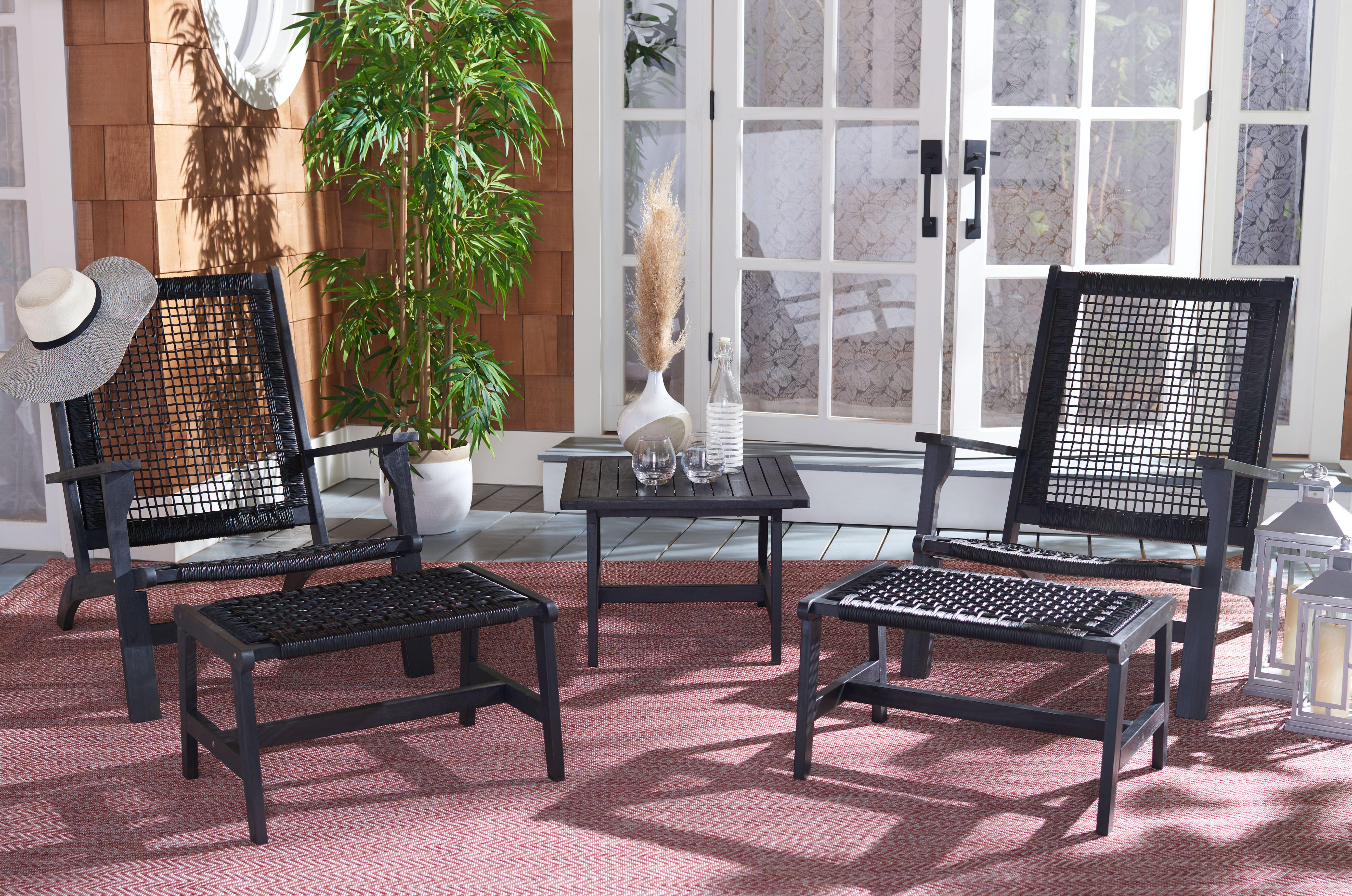 Click here for Safavieh Chantelle Outdoor Conversation Set  Black... prices