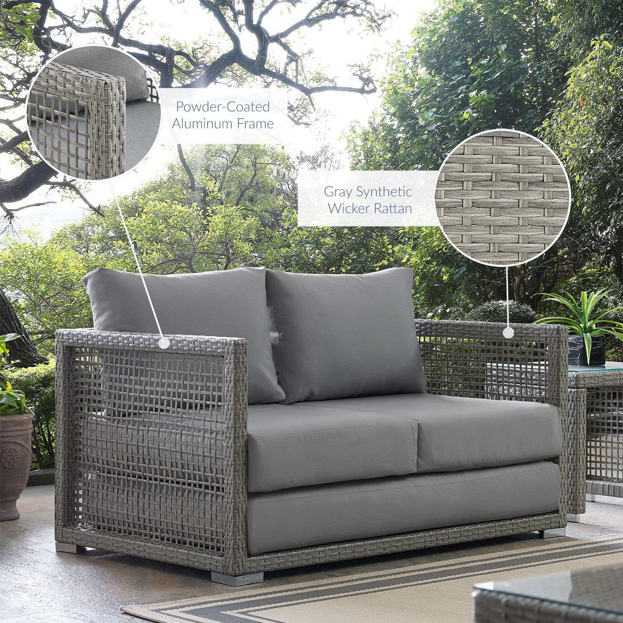 Click here for Modway Aura Outdoor Patio Rattan Loveseat  Gray/Gr... prices