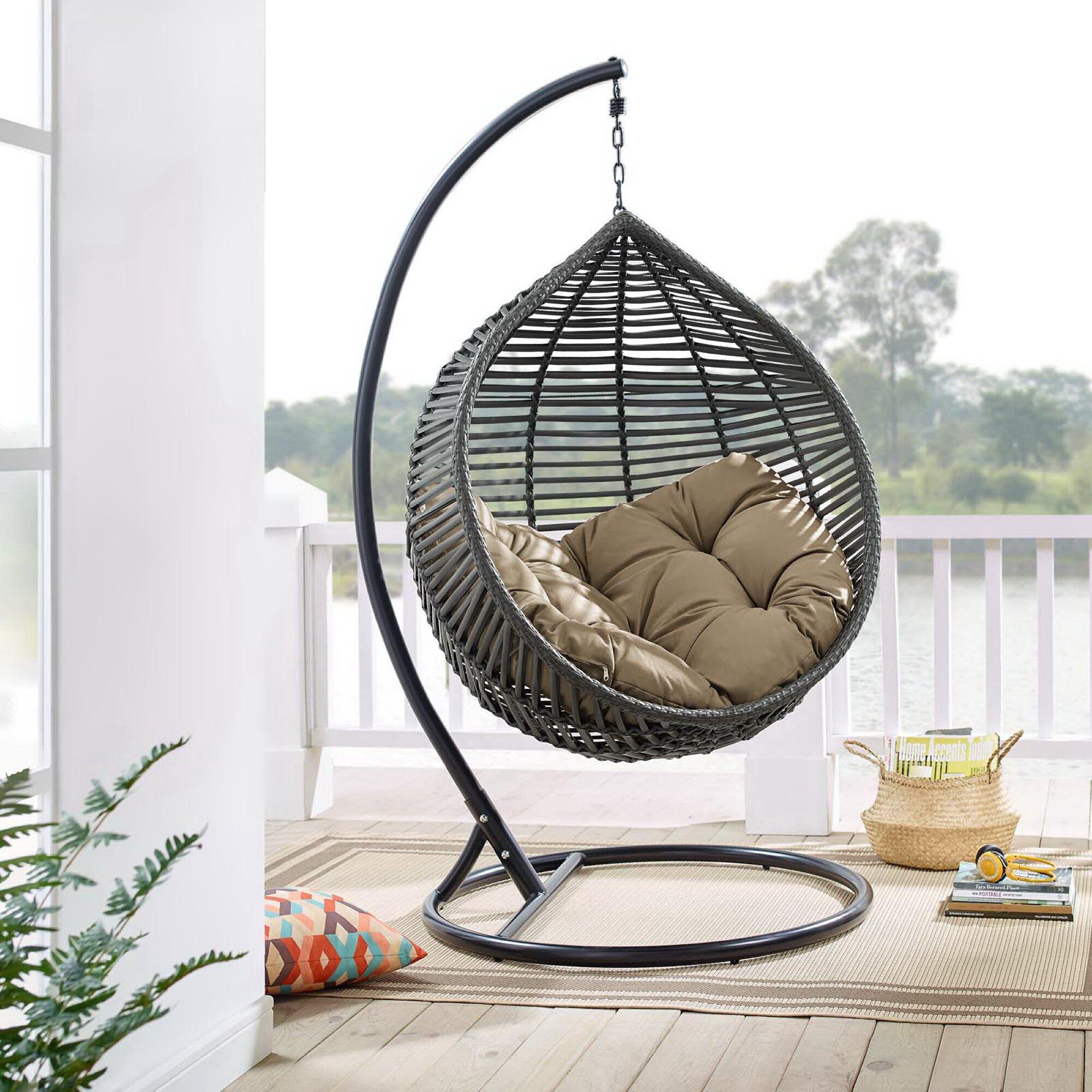 Click here for Modway Garner Outdoor Hanging Egg Chair  Gray/Moch... prices