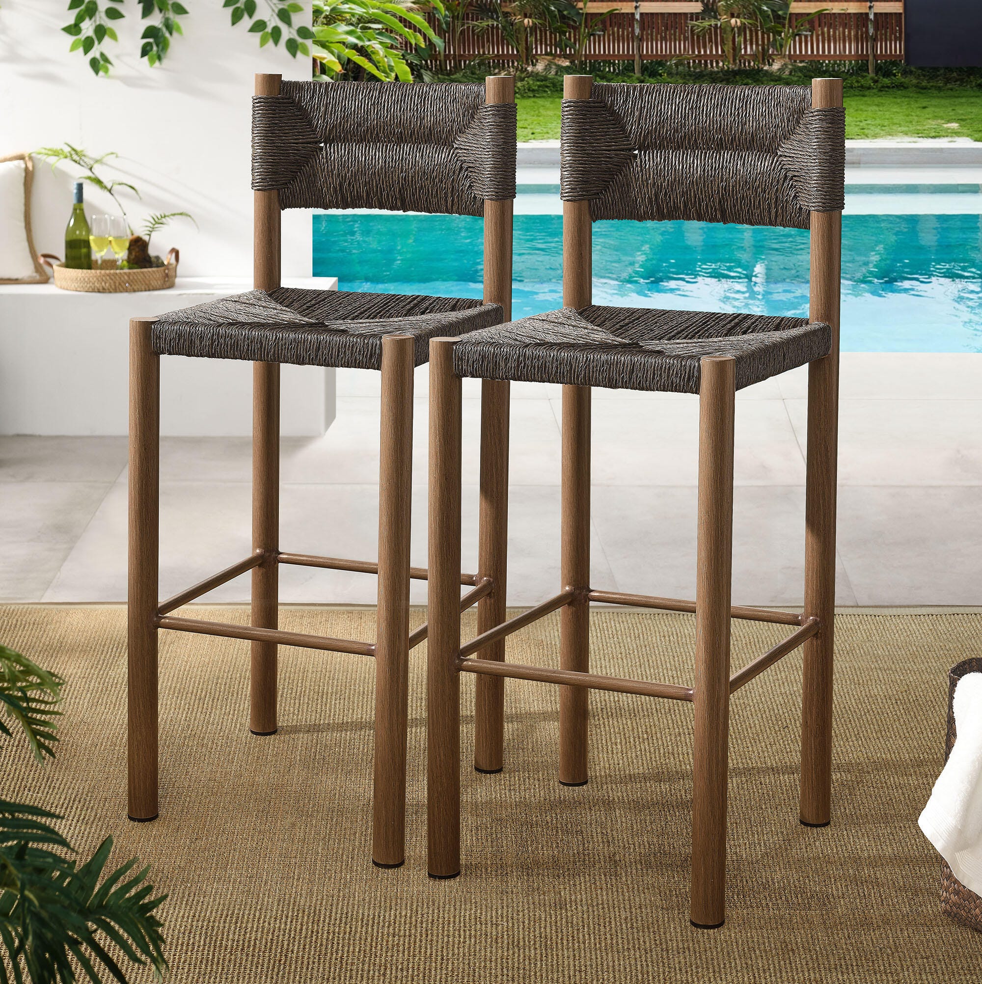 Click here for Modway Parkland Outdoor Bar Stool (Set of 2)  Waln... prices