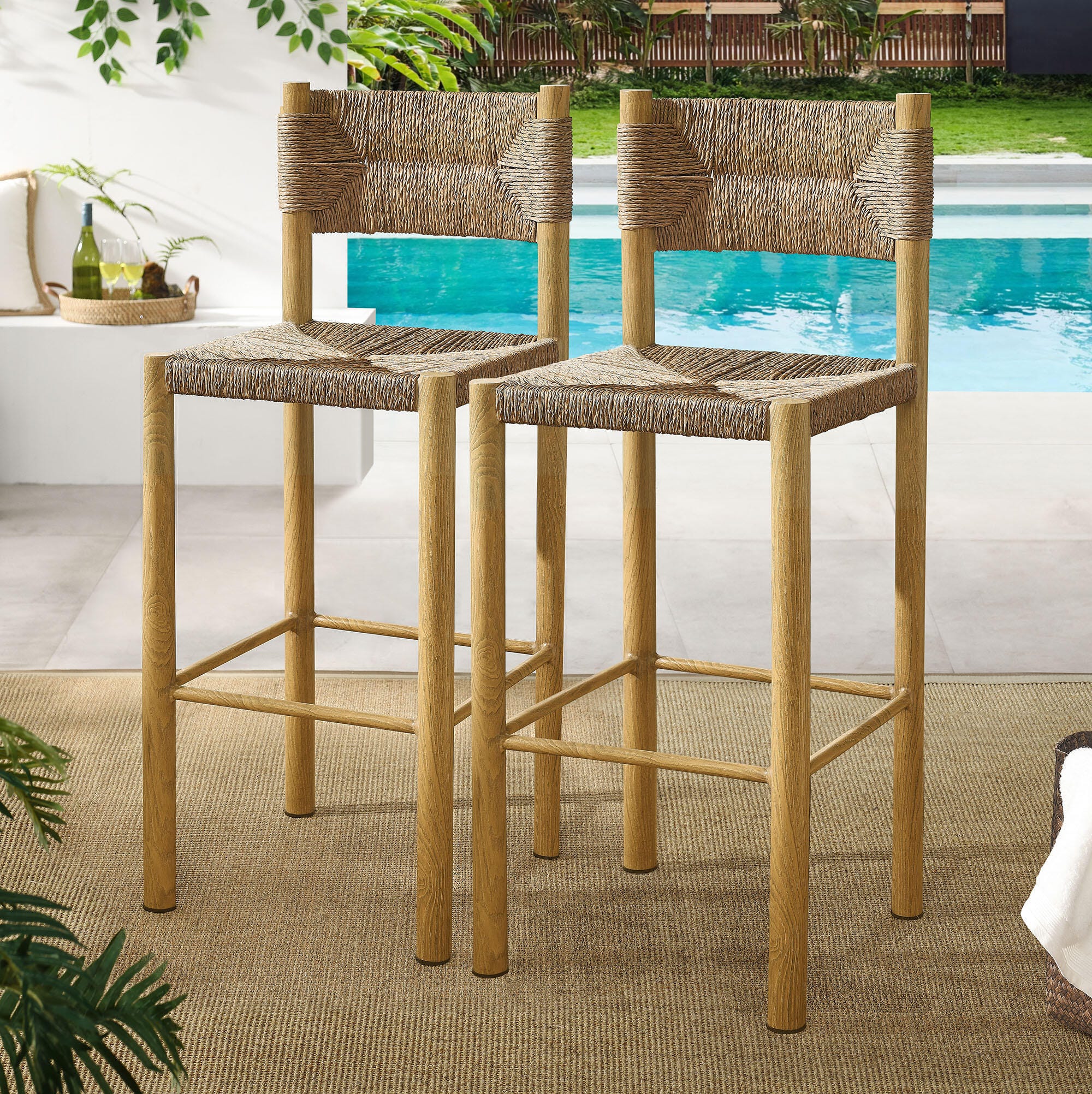 Click here for Modway Parkland Outdoor Bar Stool (Set of 2)  Natu... prices