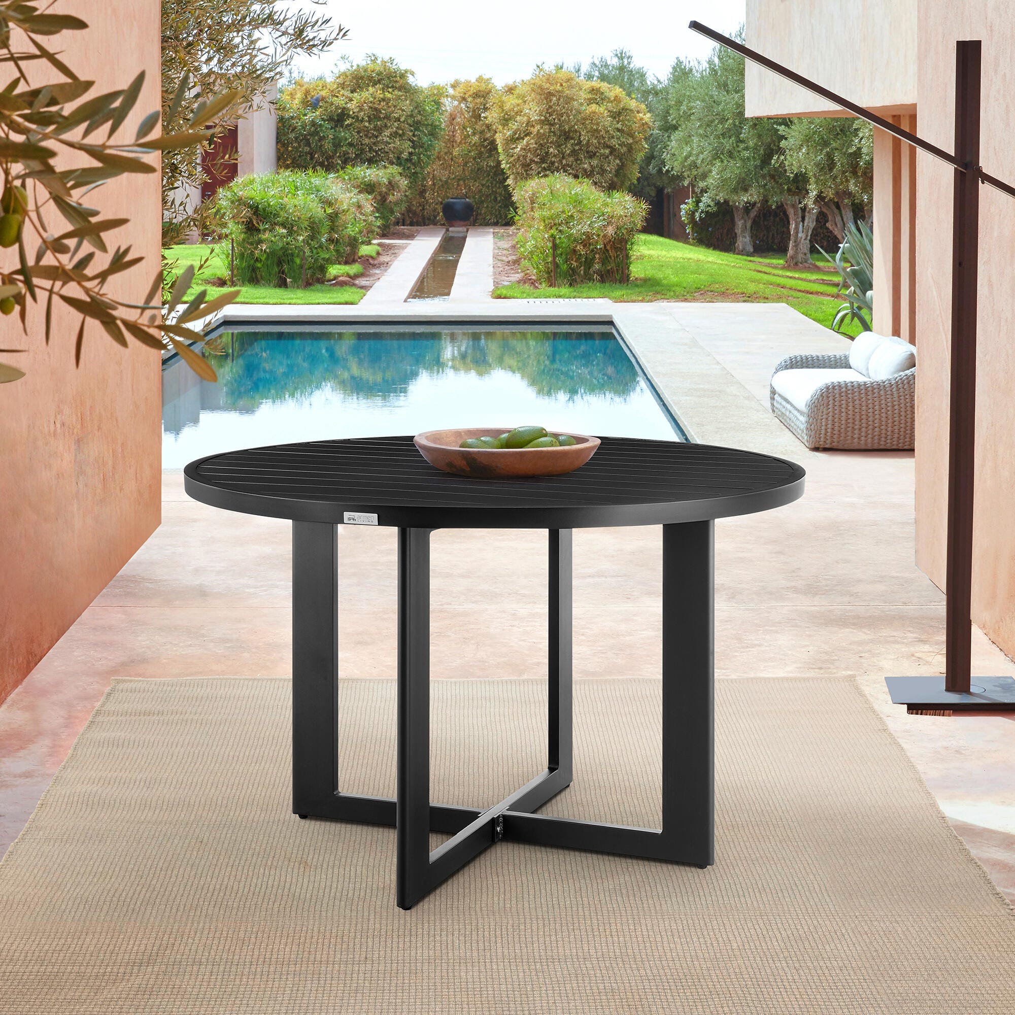Click here for Armen Living Cayman Outdoor Round Dining Table  Bl... prices