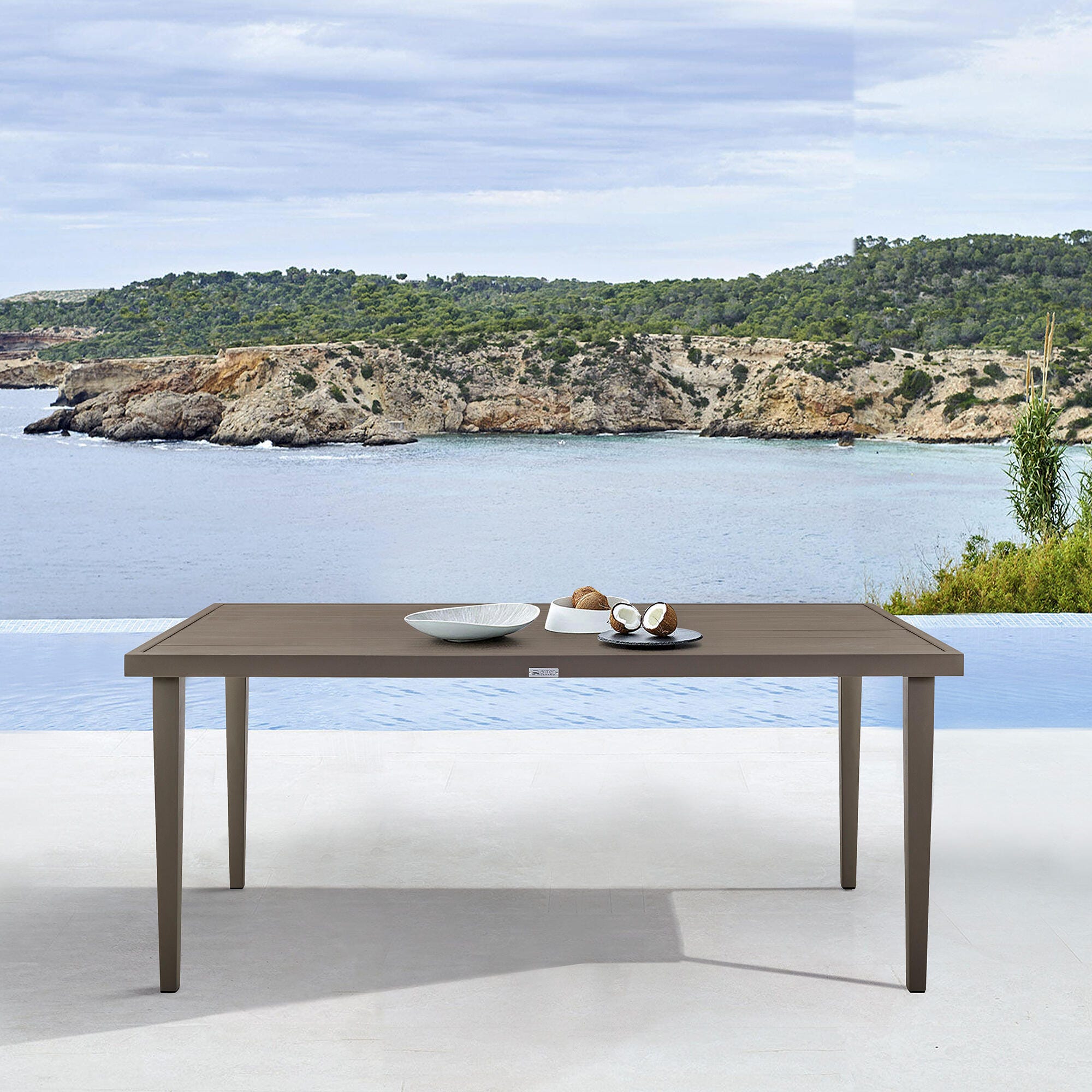 Click here for Armen Living Grenada Outdoor Dining Table  Brown prices
