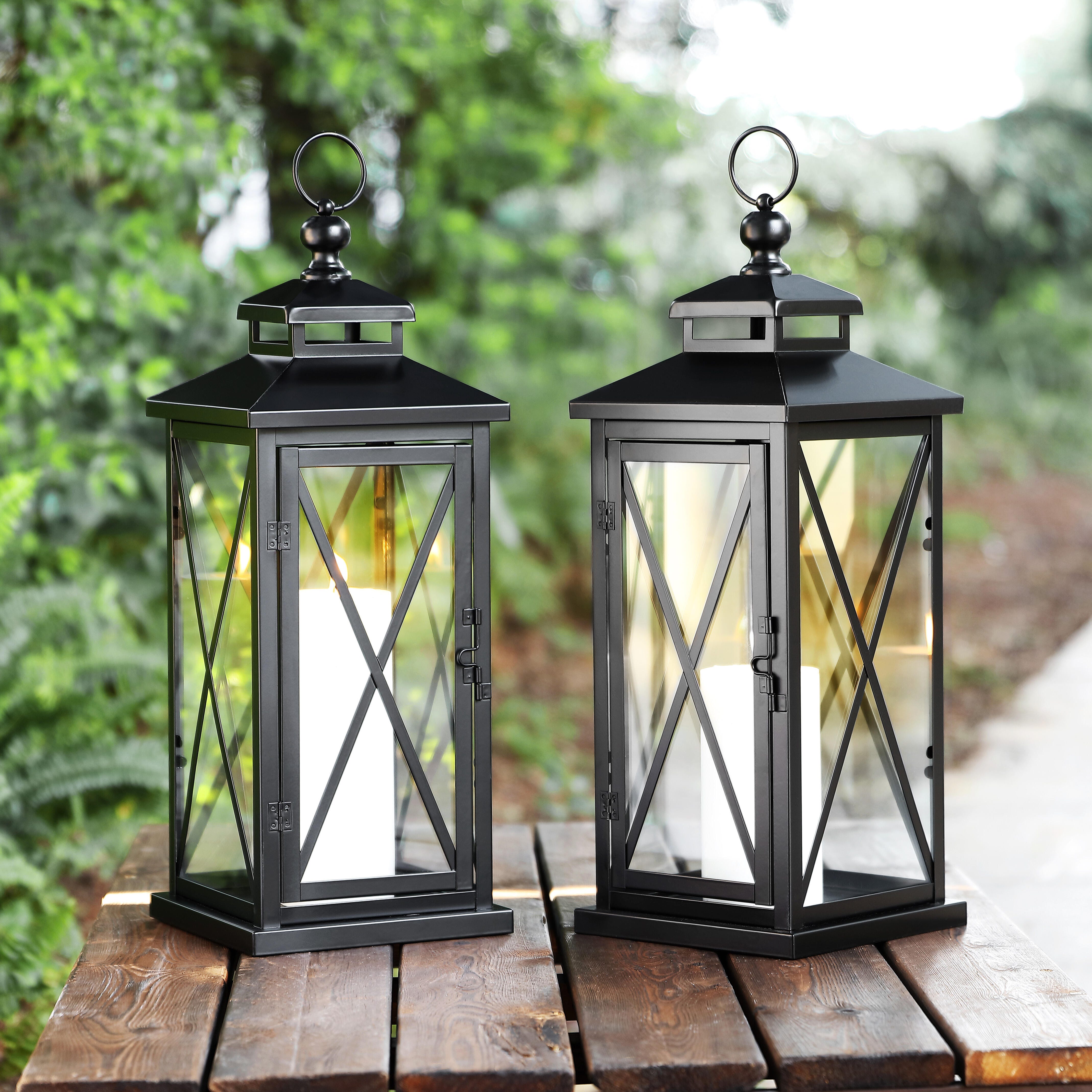 Click here for Safavieh Lirio Outdoor Solid Lantern  Black/Clear prices