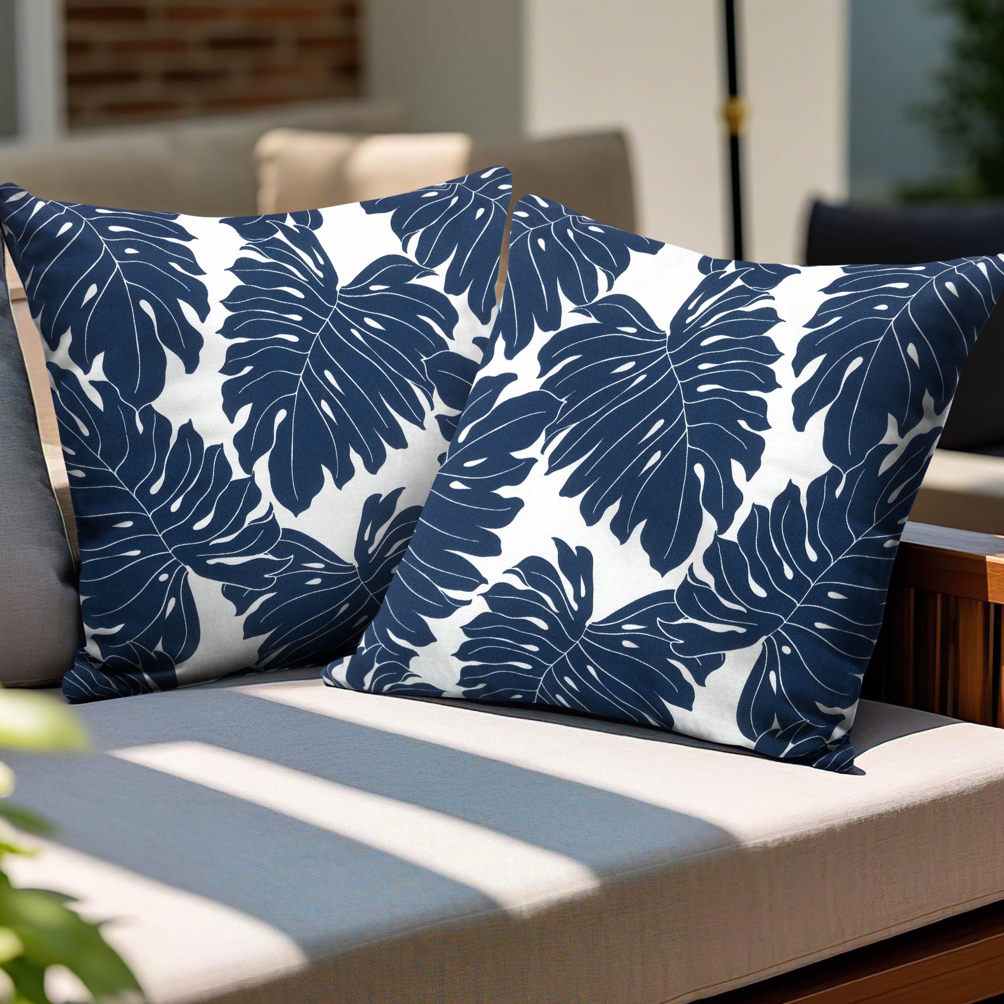 Click here for Nuu Garden Outdoor Pillow (Set of 2)  Blue/White prices