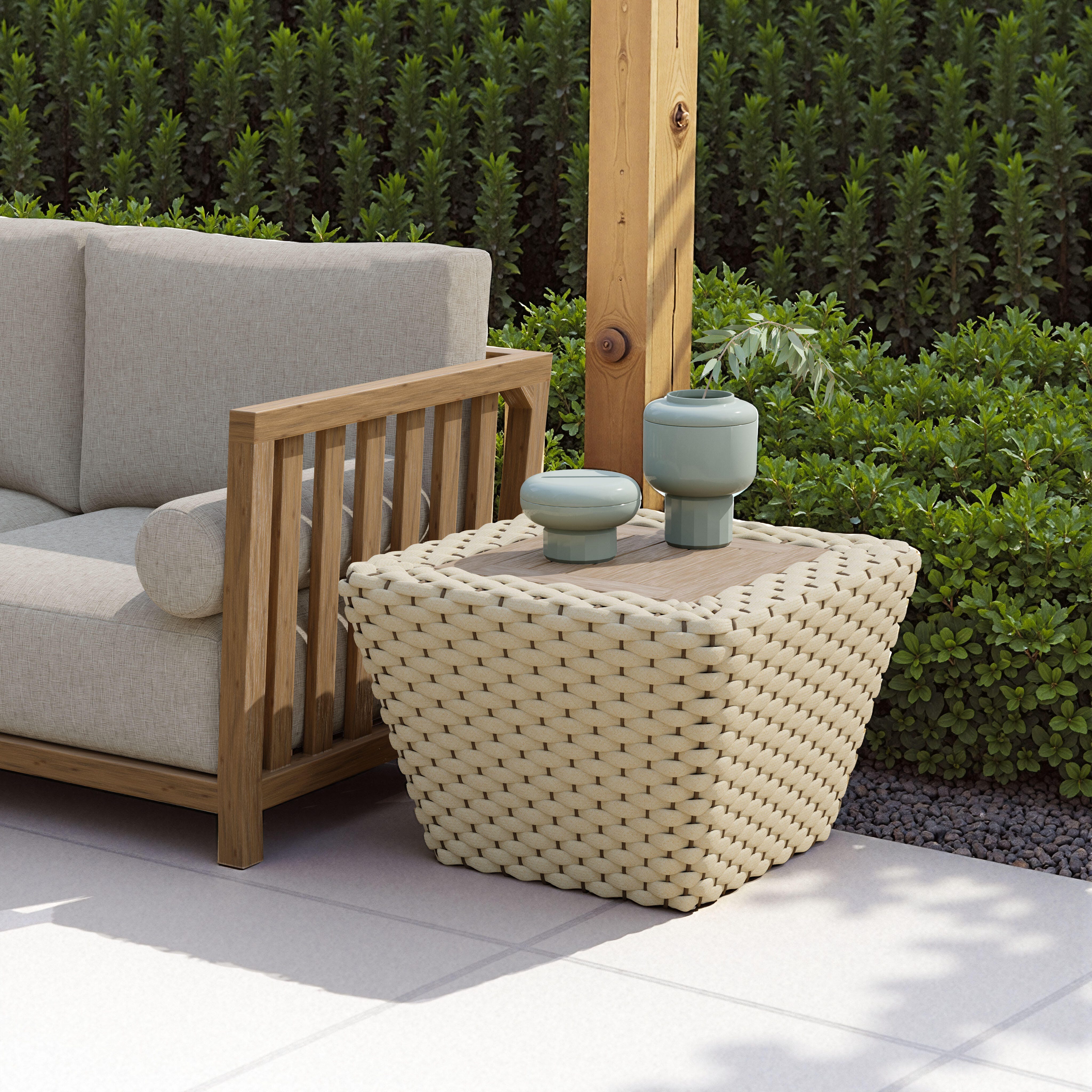 Click here for Erika Home Antul Outdoor Coffee Table  White/Natur... prices