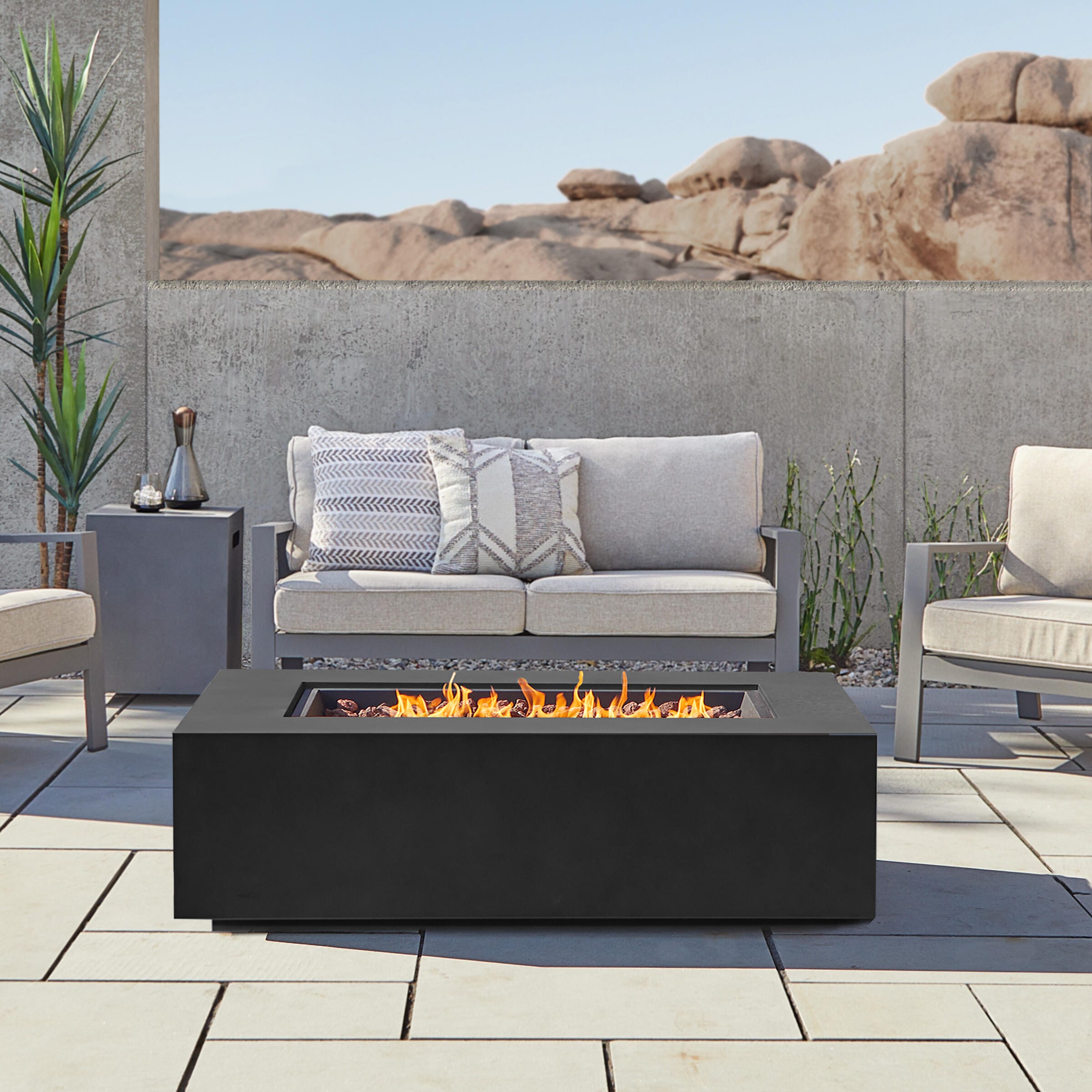 Click here for Real Flame Aegean Outdoor Fire Pit Table  Black prices