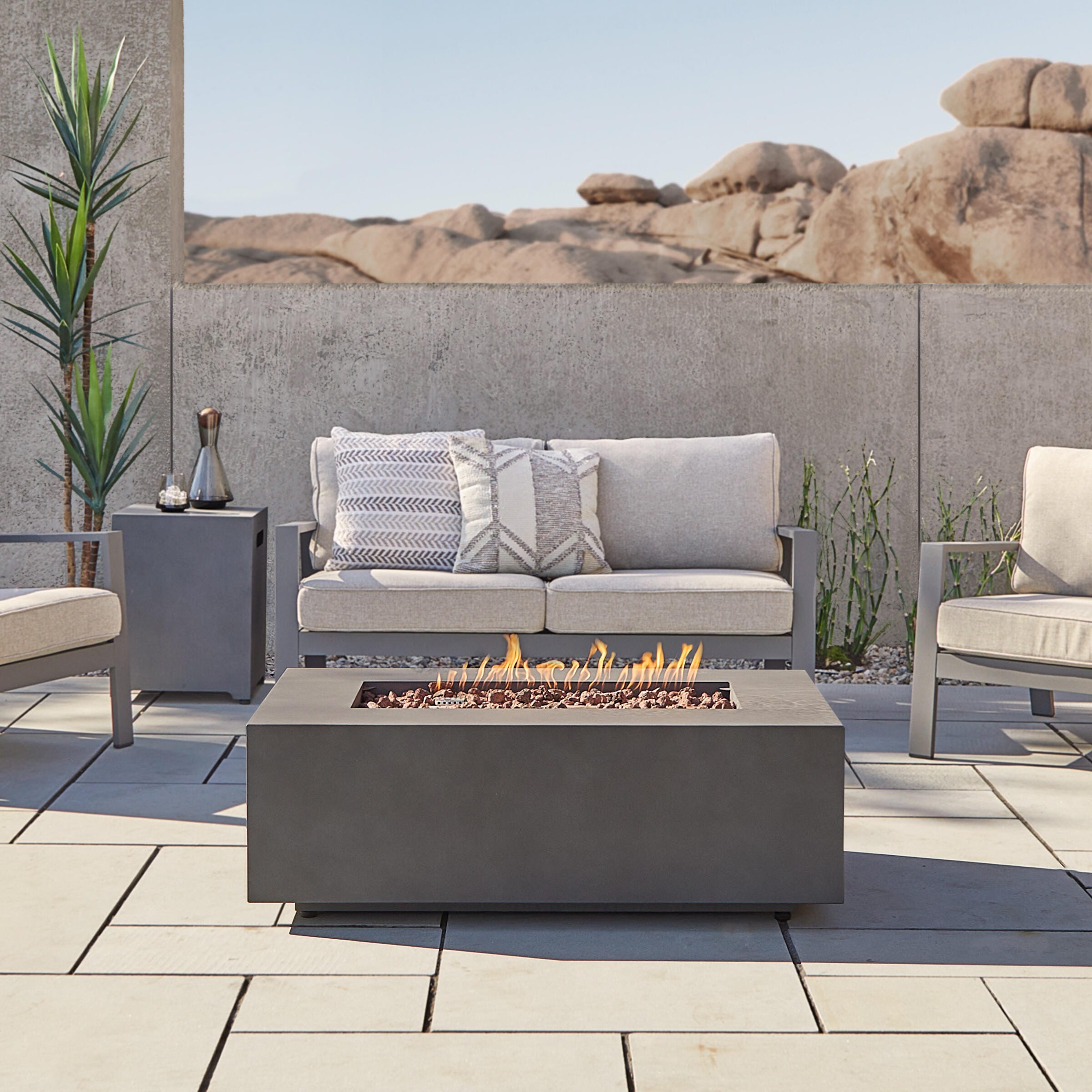 Click here for Real Flame Aegean Outdoor Rectangle Fire Pit Table... prices