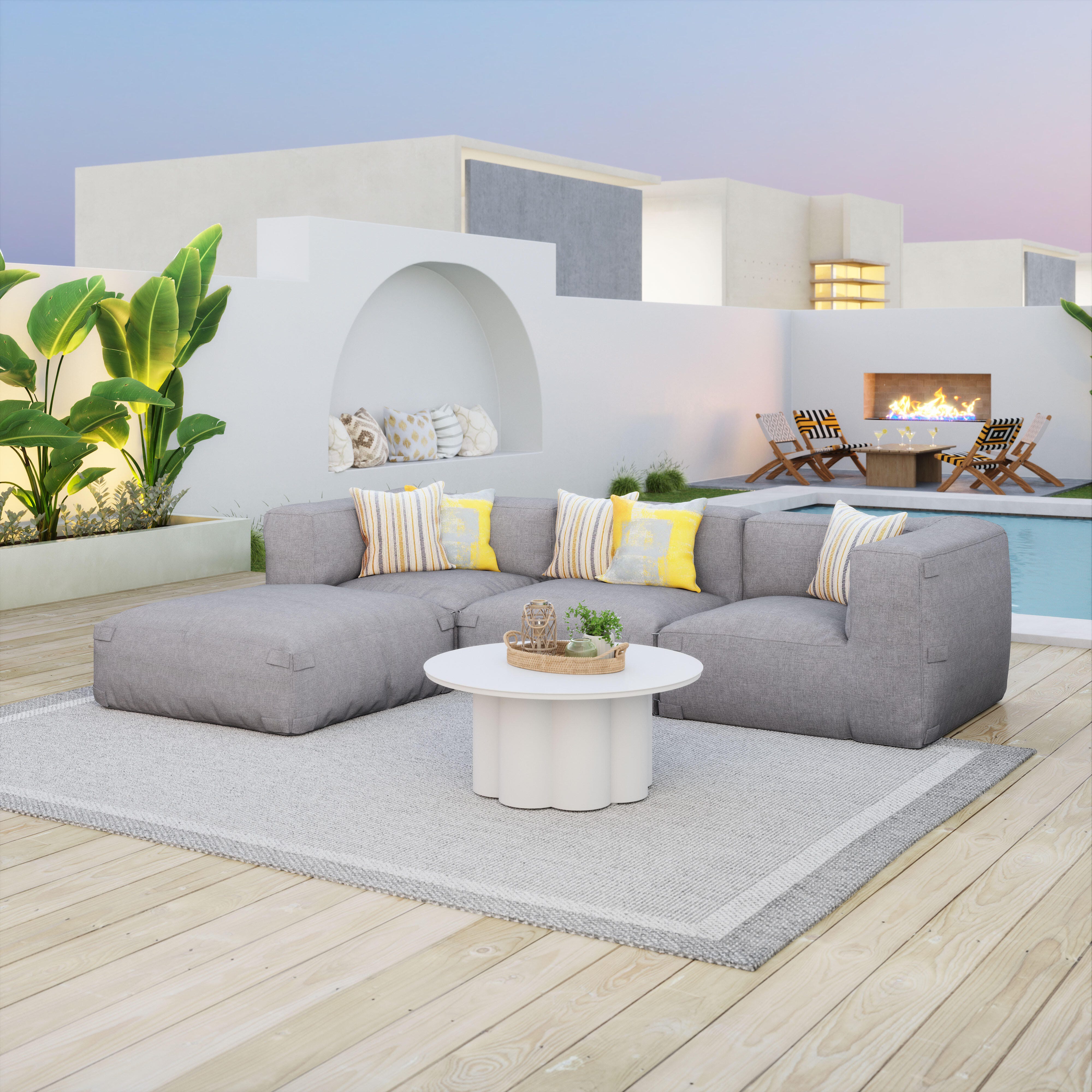 Click here for ZUO Luanda Outdoor Ottoman  Gray prices