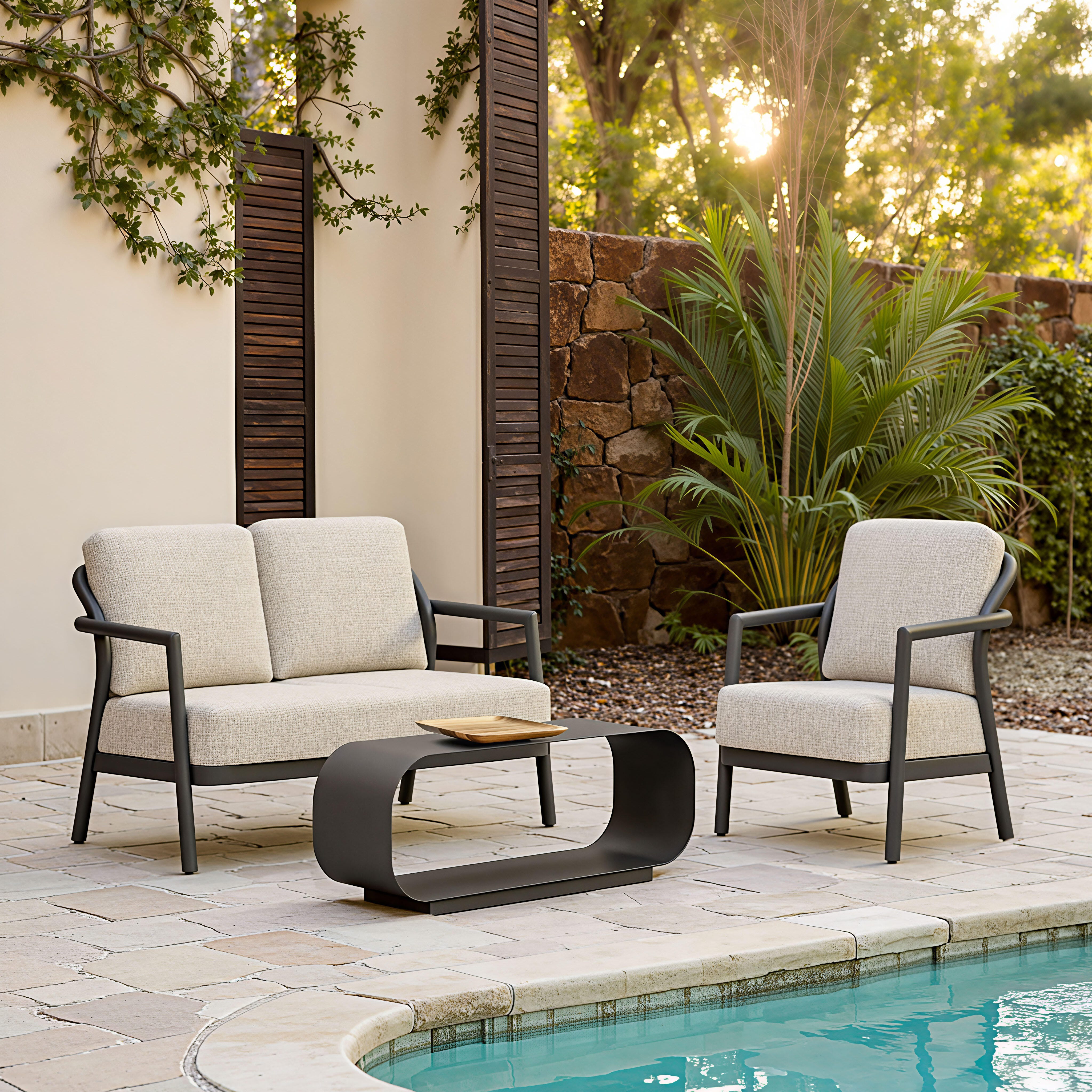 Click here for ZUO Rein Outdoor Lounge Chair  Beige prices