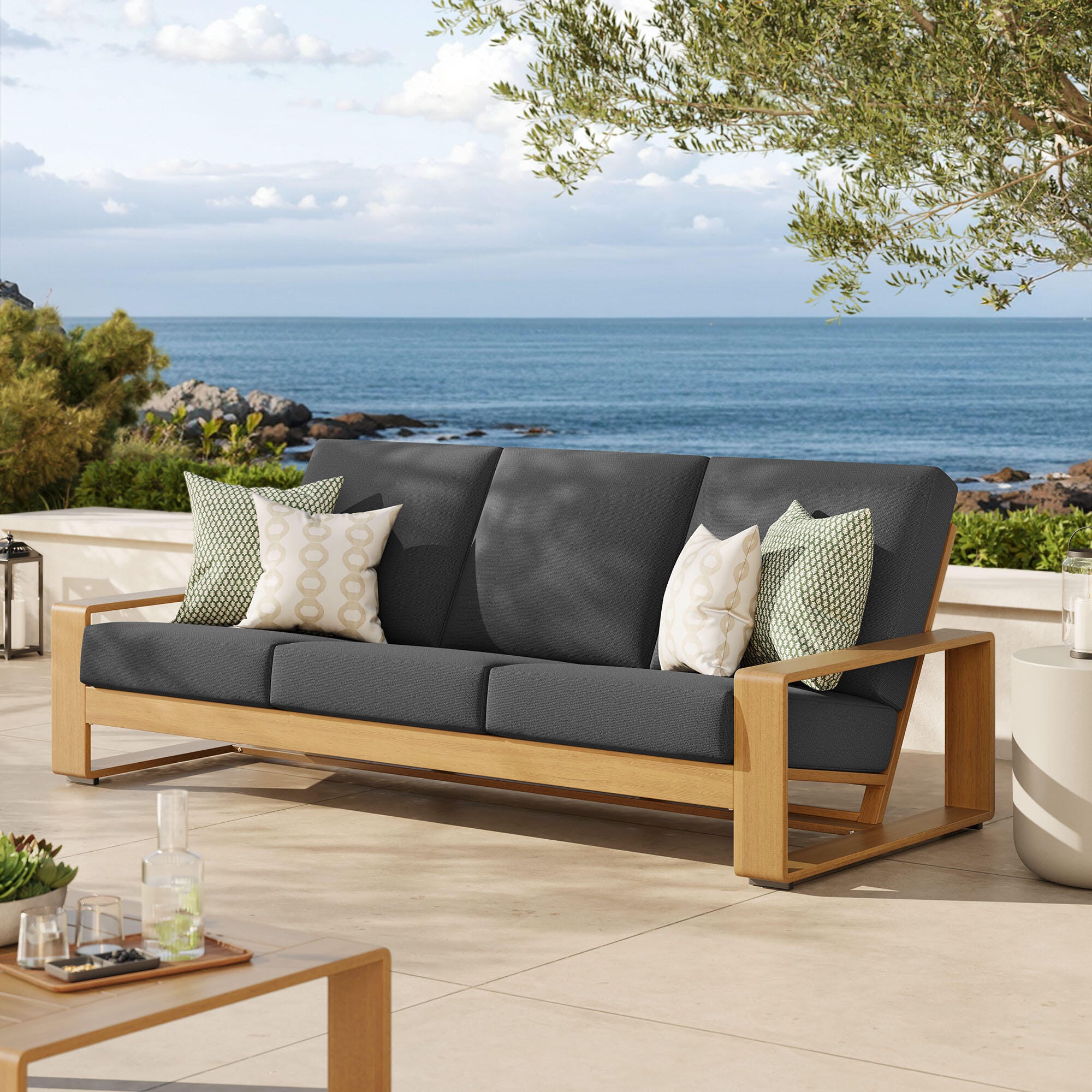 Click here for Modway Lirienne Outdoor Sofa  Charcoal/Natural prices
