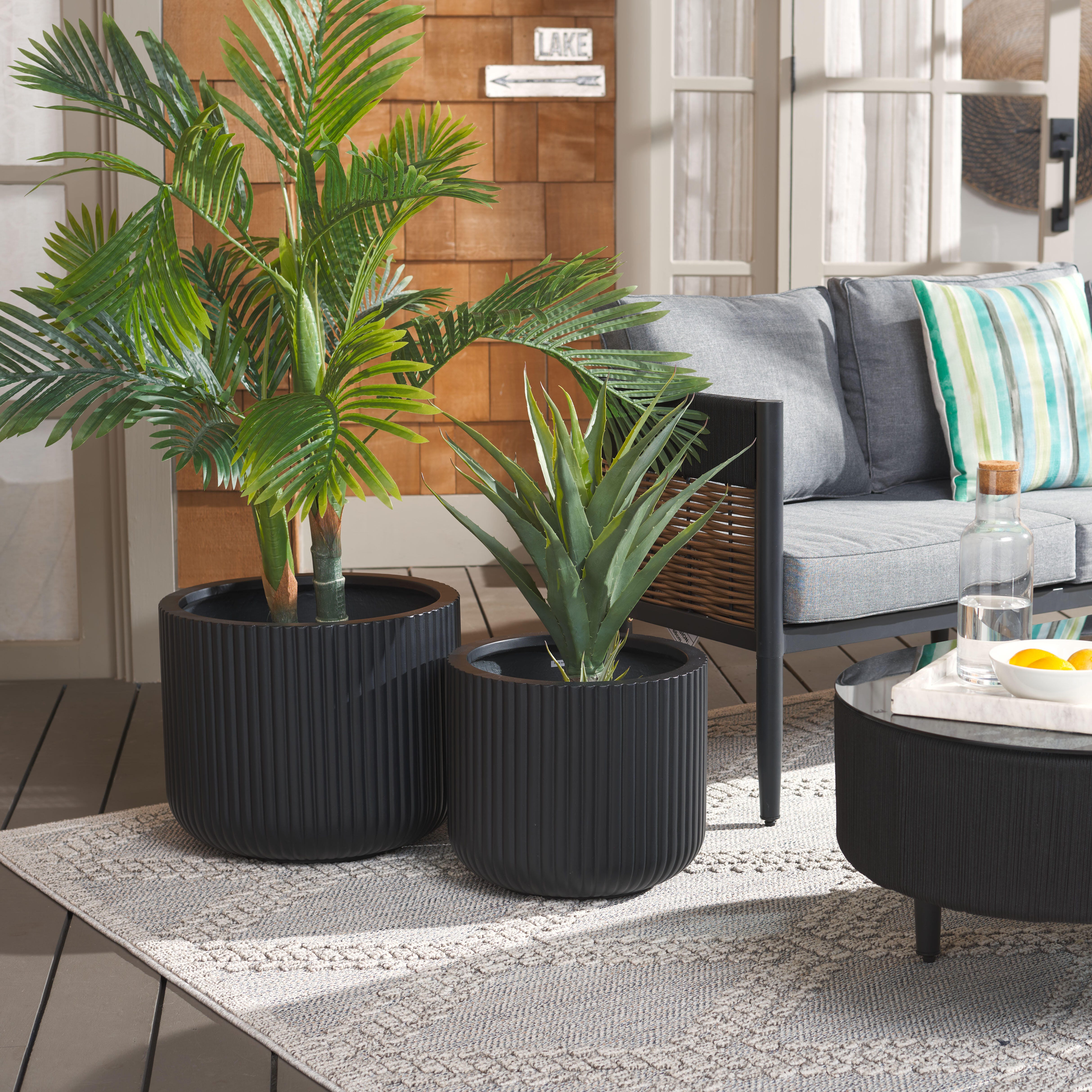 Click here for Safavieh Lucca Outdoor Planter (Set of 2)  Black prices