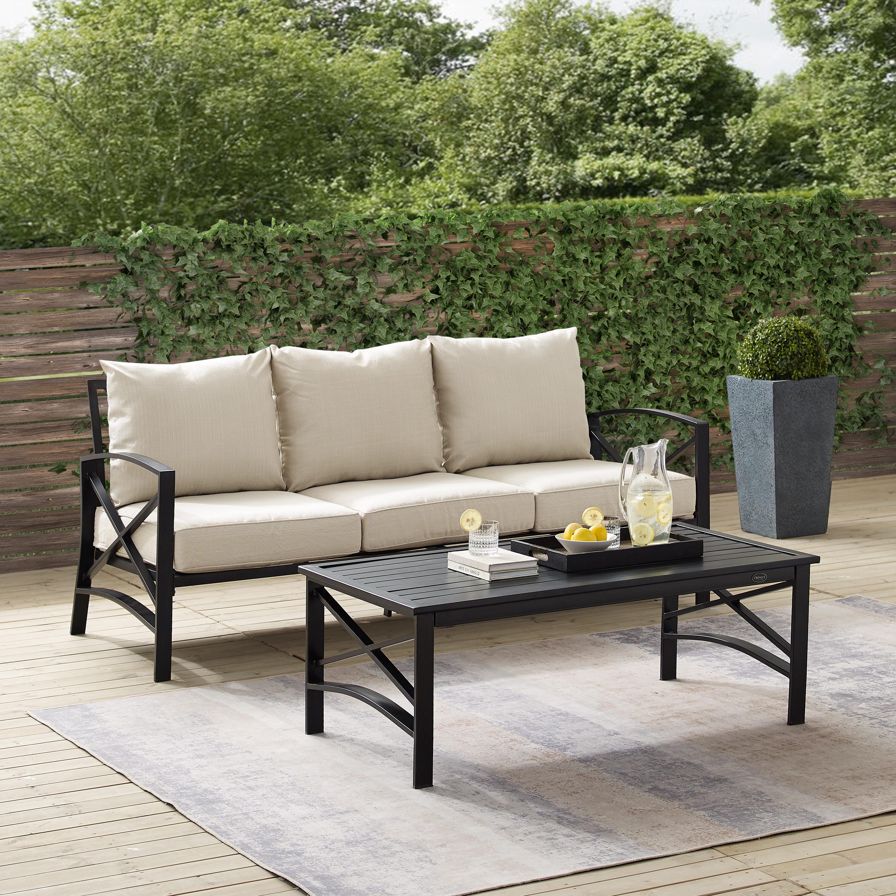 Click here for Kaplan Outdoor Sofa and Coffee Table  Oatmeal prices