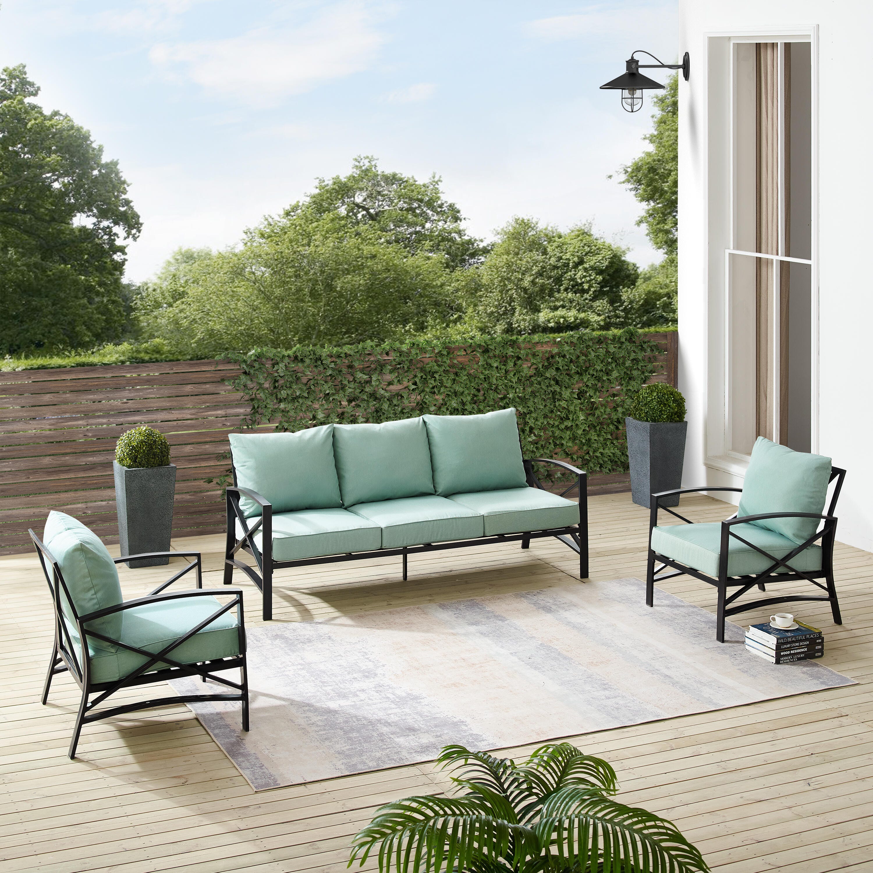 Click here for Kaplan Outdoor Sofa with 2 Chairs  Mist prices