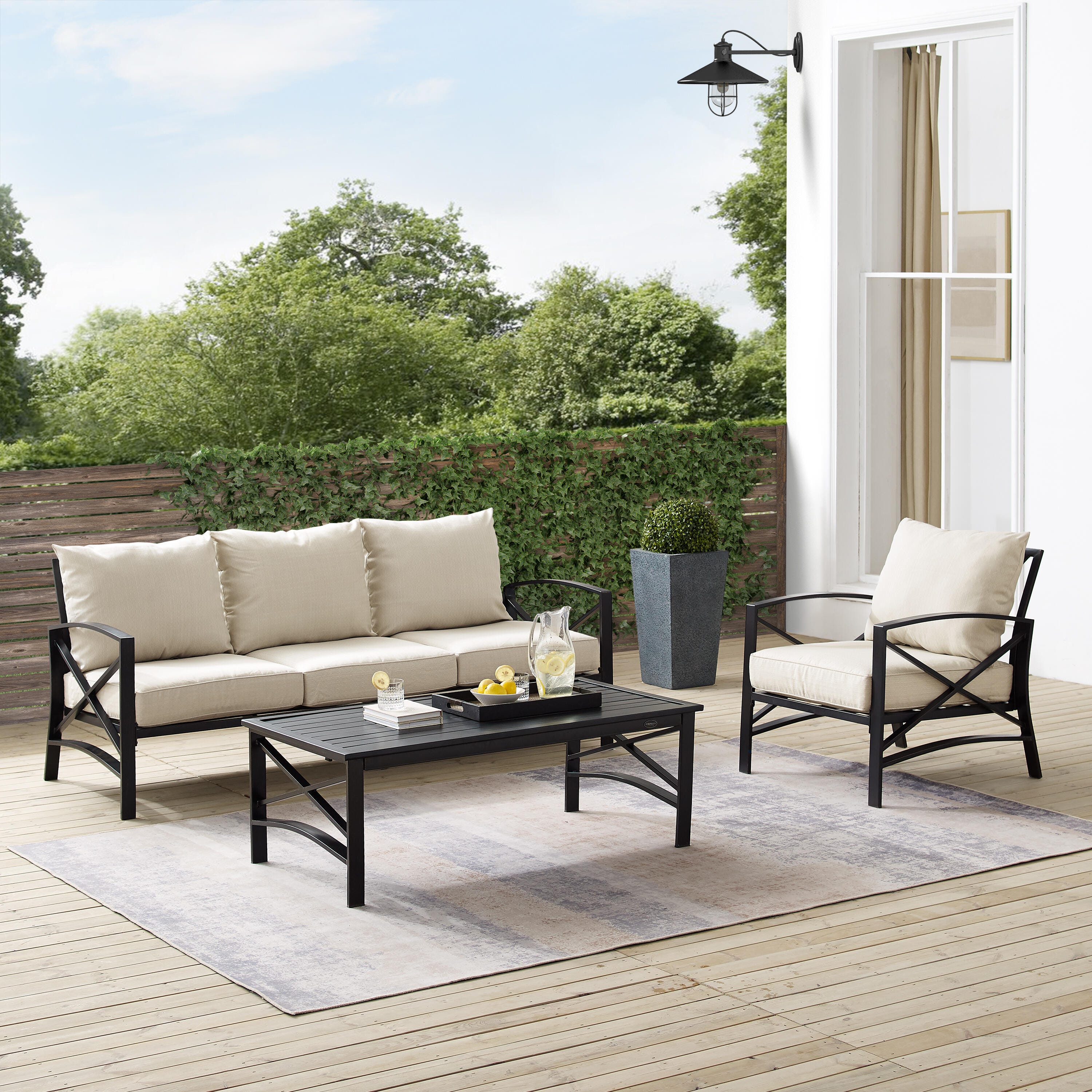 Click here for Kaplan Outdoor Sofa with Coffee Table and 1 Chair... prices