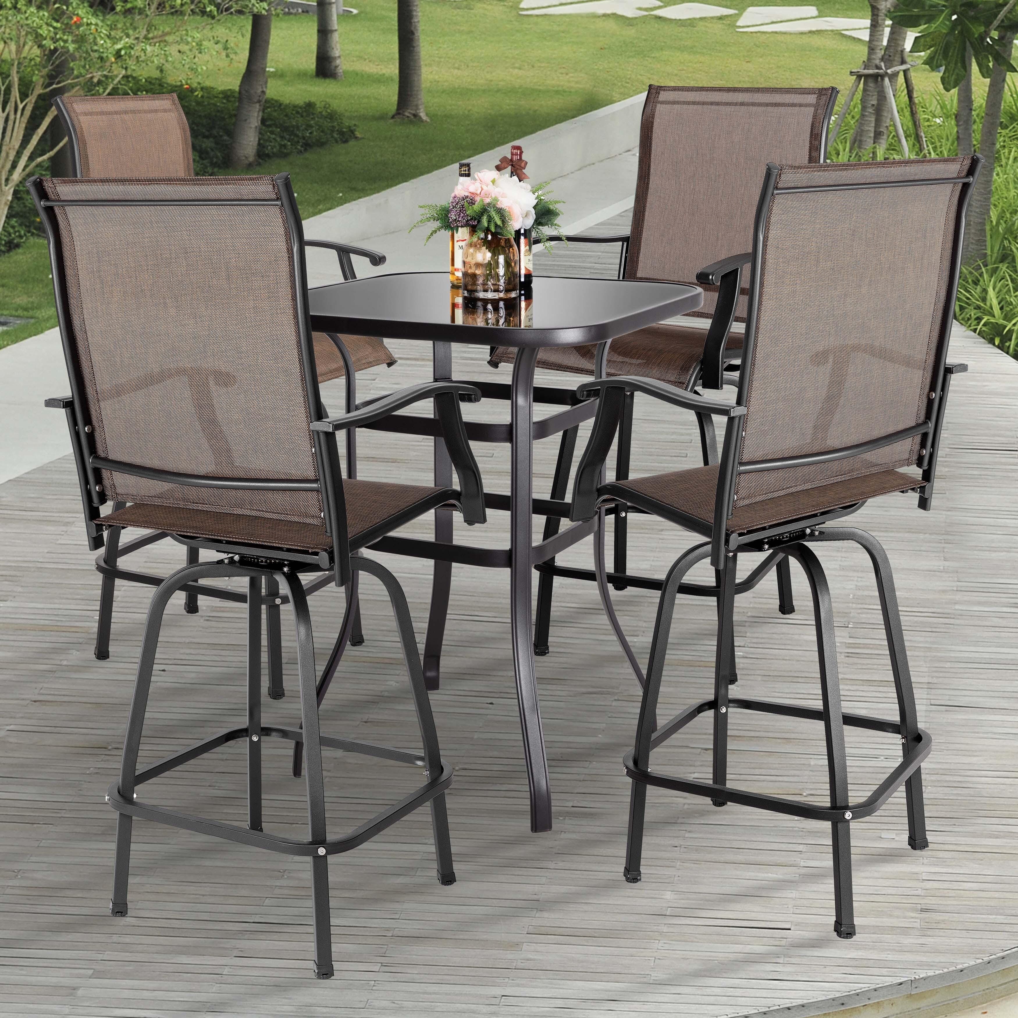 Click here for Nuu Garden Outdoor Bar Table and 4 Bar Stools  Bla... prices