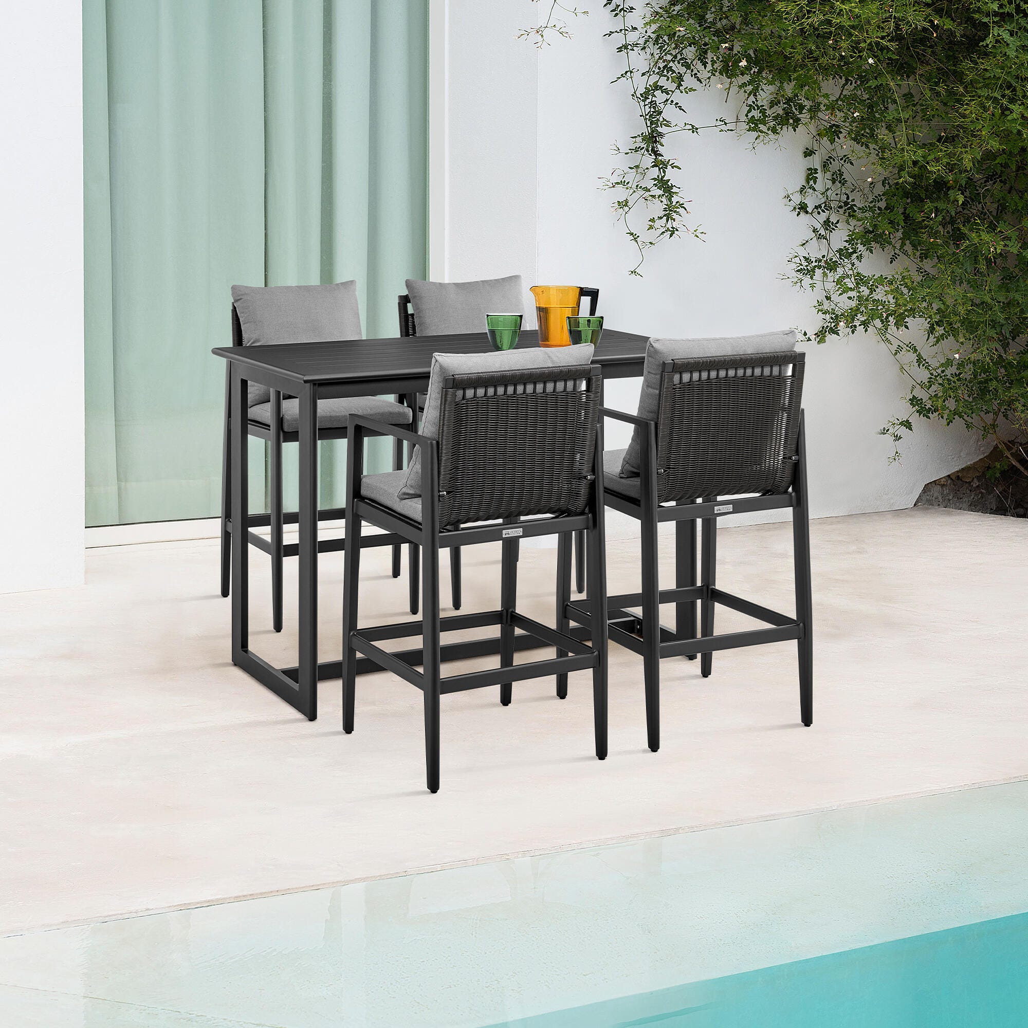 Click here for Cayman Outdoor Patio Bar Table and 4 Bar Stools  D... prices