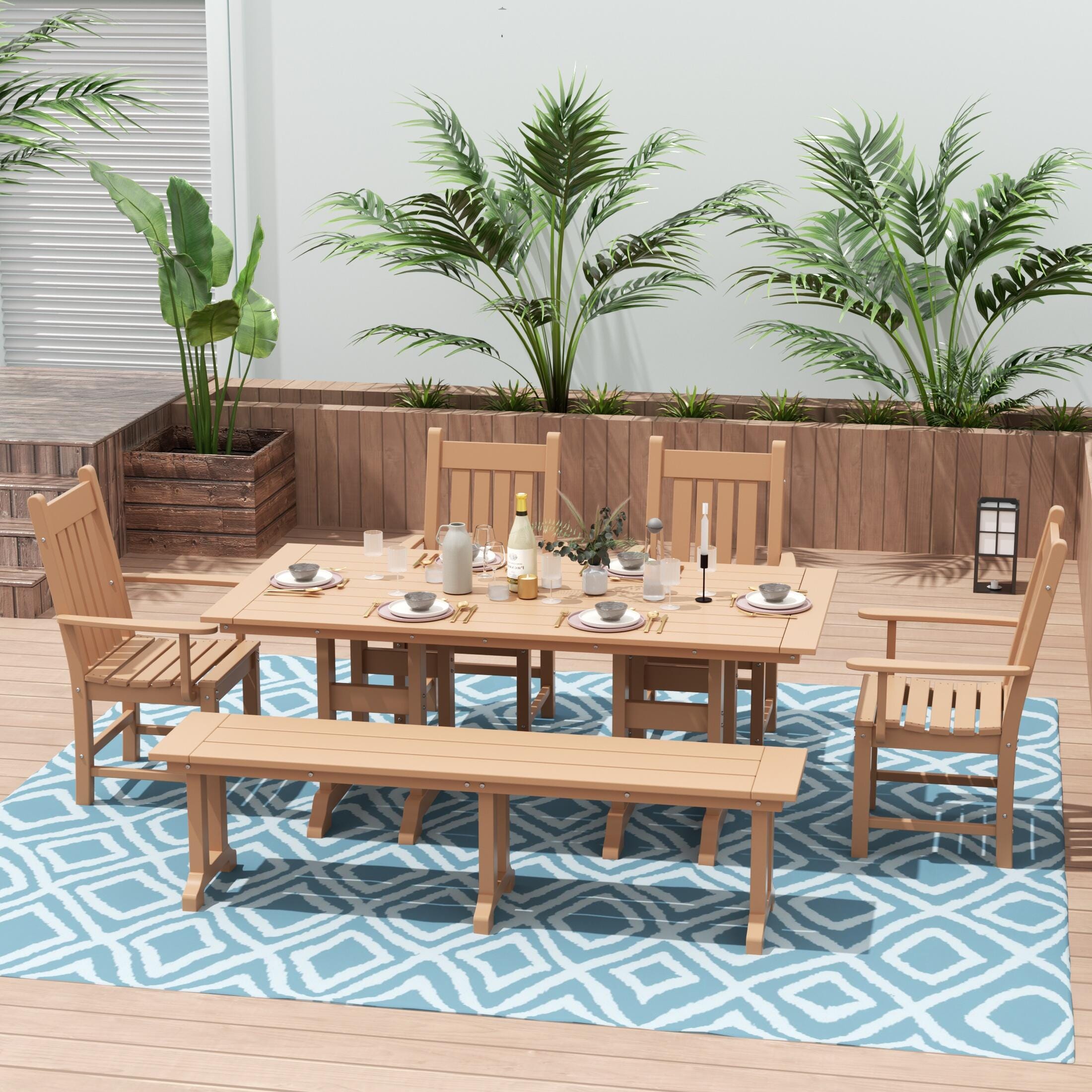 Click here for Laguna Outdoor Square Table and 4 Armchairs and Be... prices