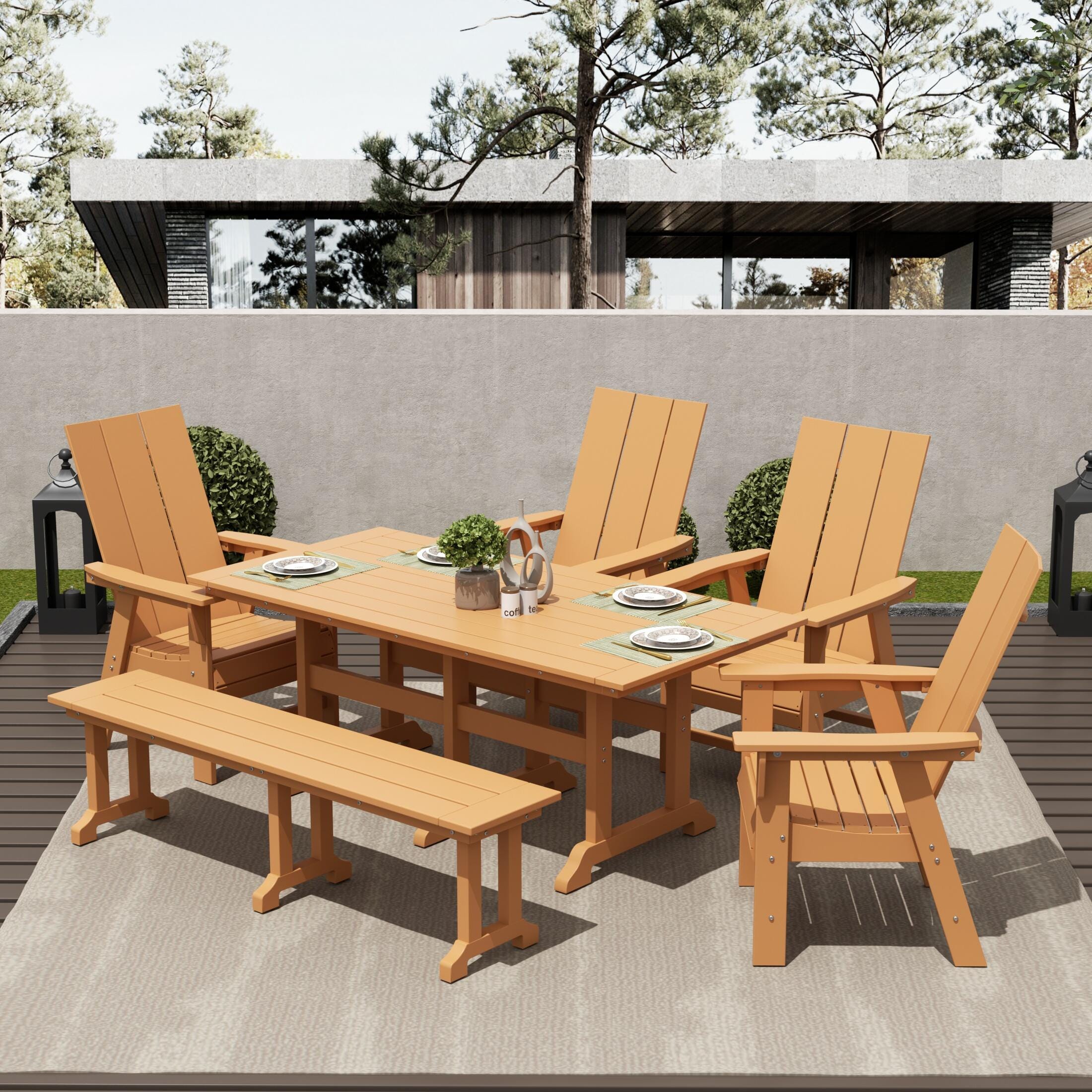 Click here for Shoreside Outdoor Curveback Adirondack Dining Tabl... prices