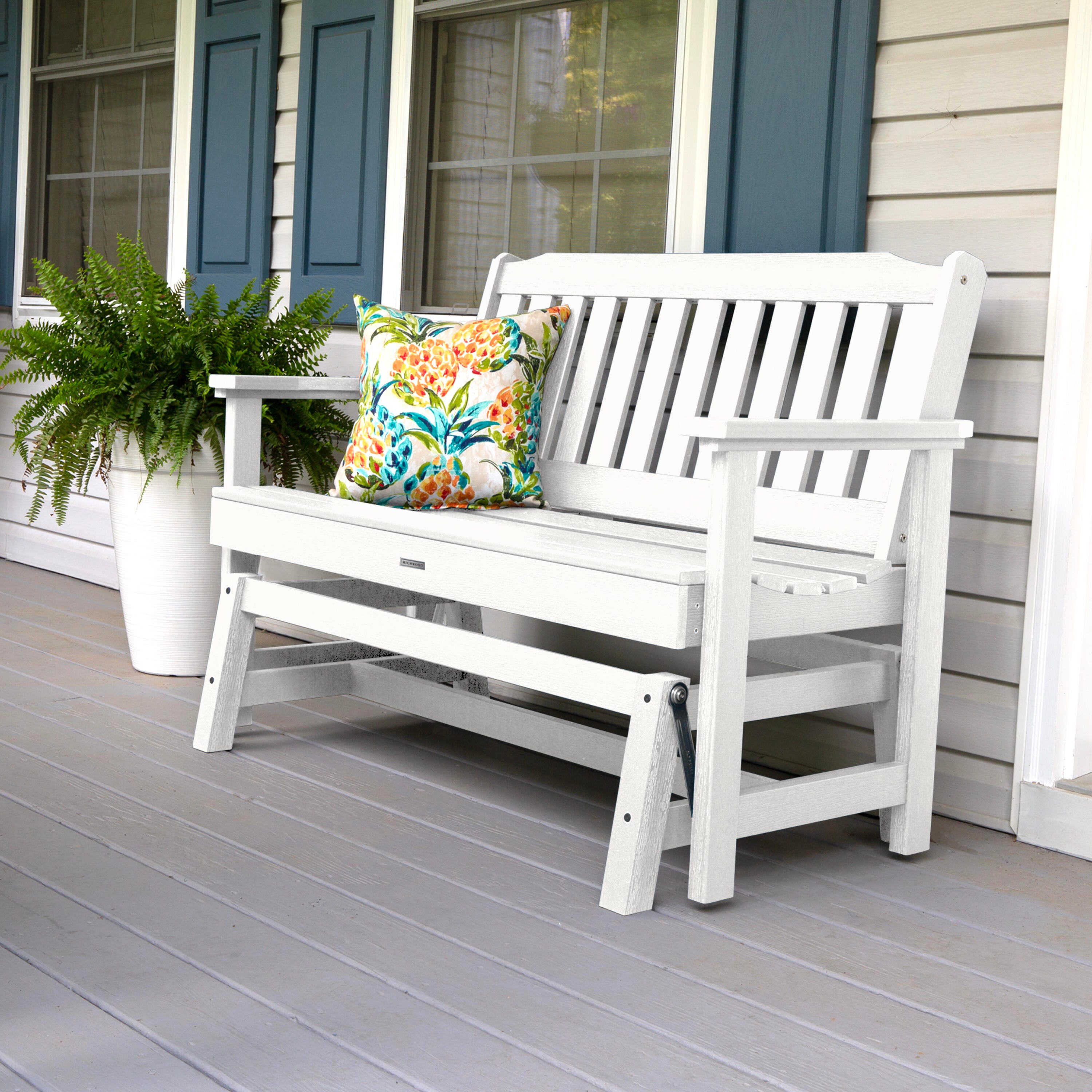 Click here for Highwood Lehigh Outdoor Gliding Bench  White prices