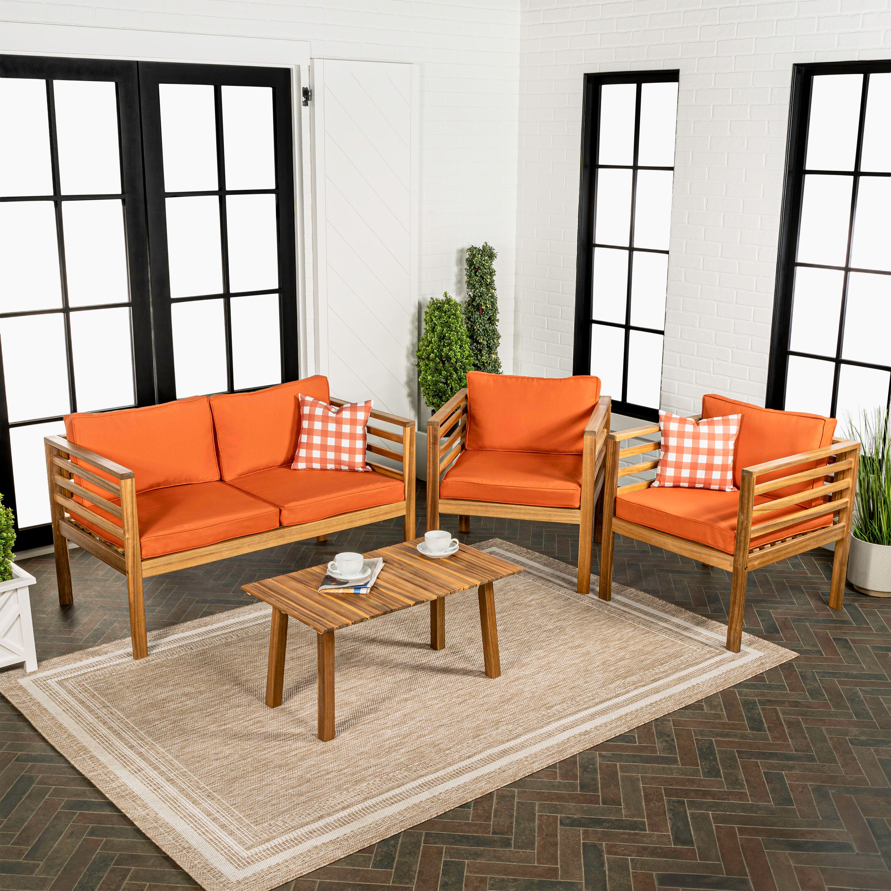 Click here for Jonathan Y Thom Outdoor Sofa and 2 Chairs with Cof... prices