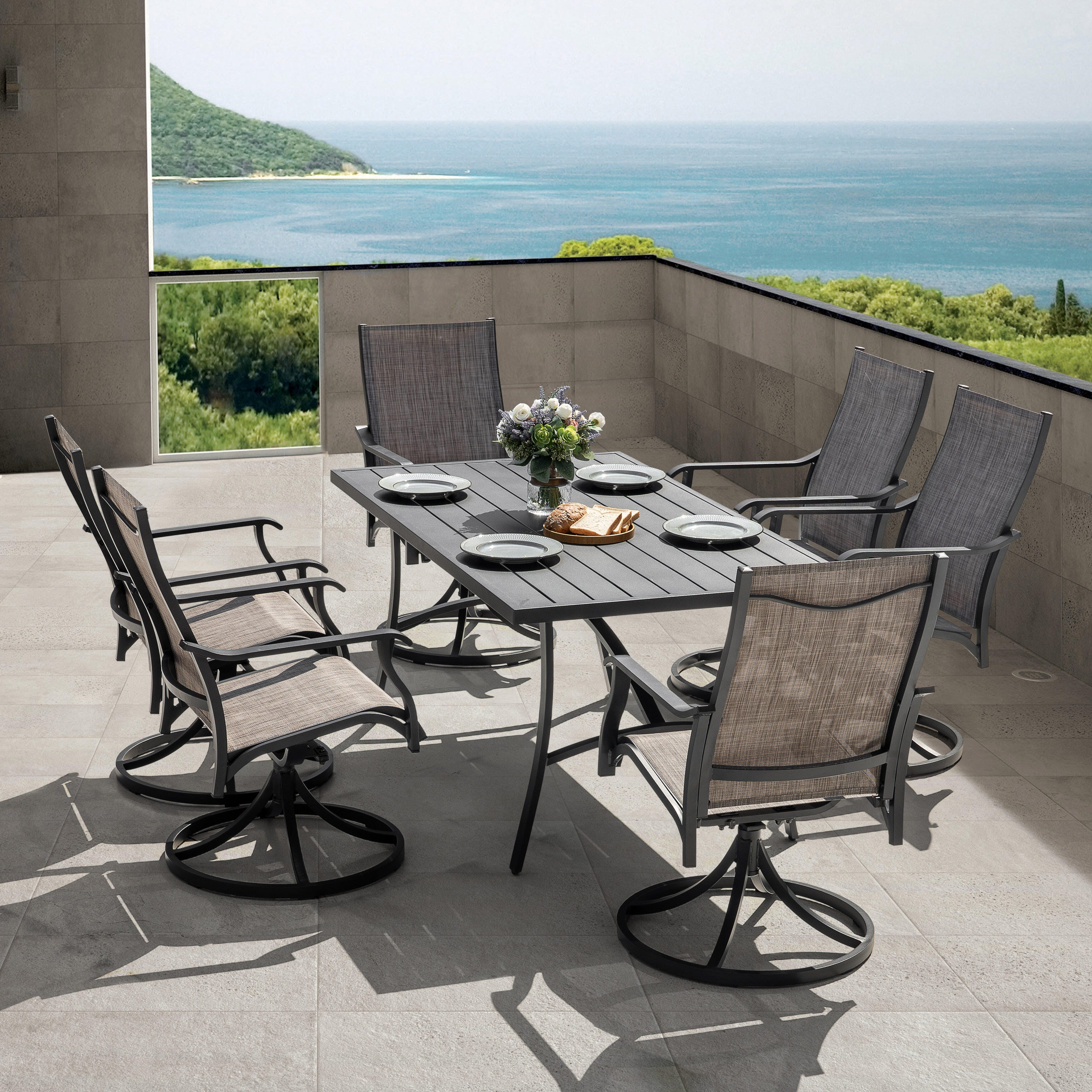 Click here for Nuu Garden Outdoor Dining Table and 6 Chairs  Gray... prices
