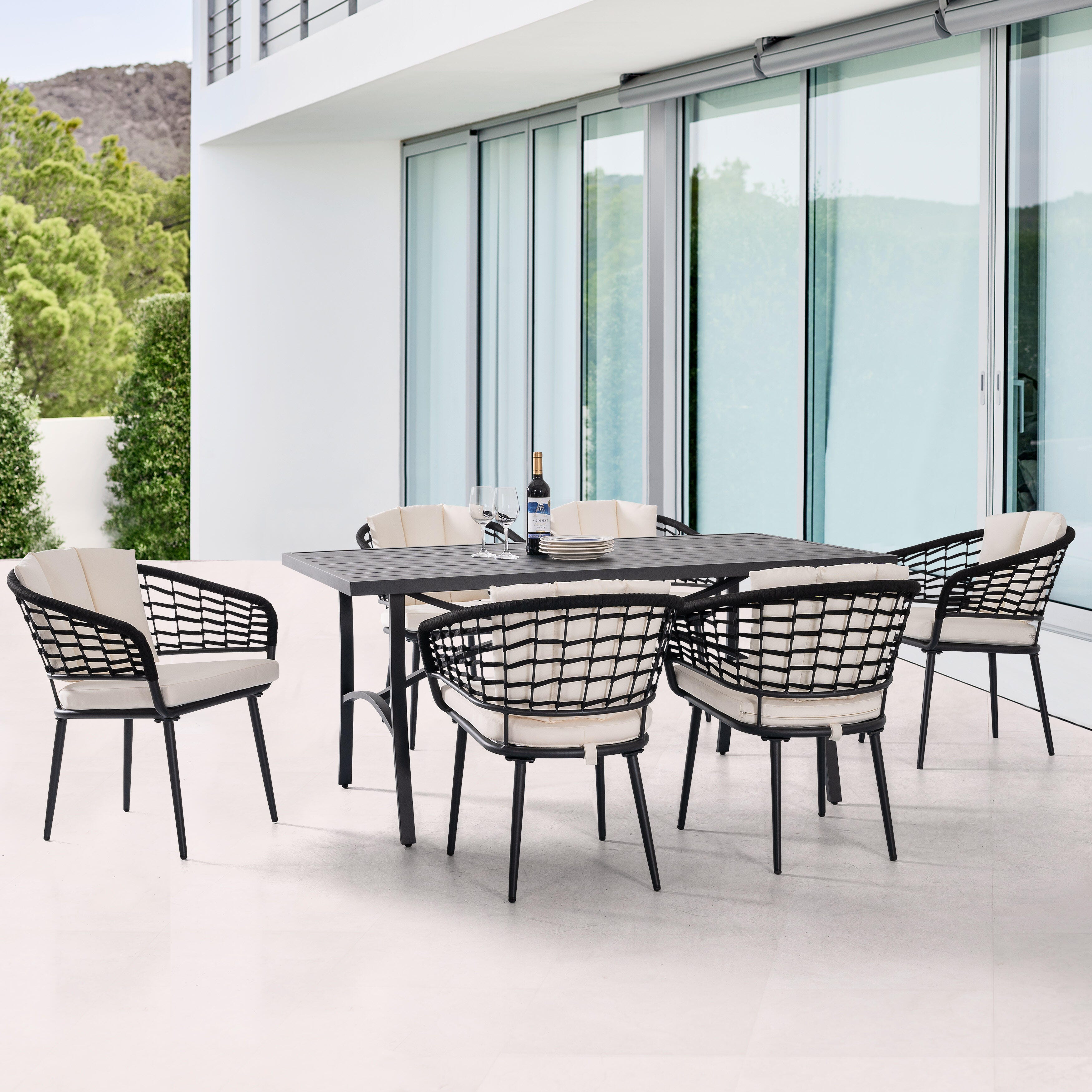 Click here for Nuu Garden Outdoor Dining Table with 6 Chairs  Bla... prices