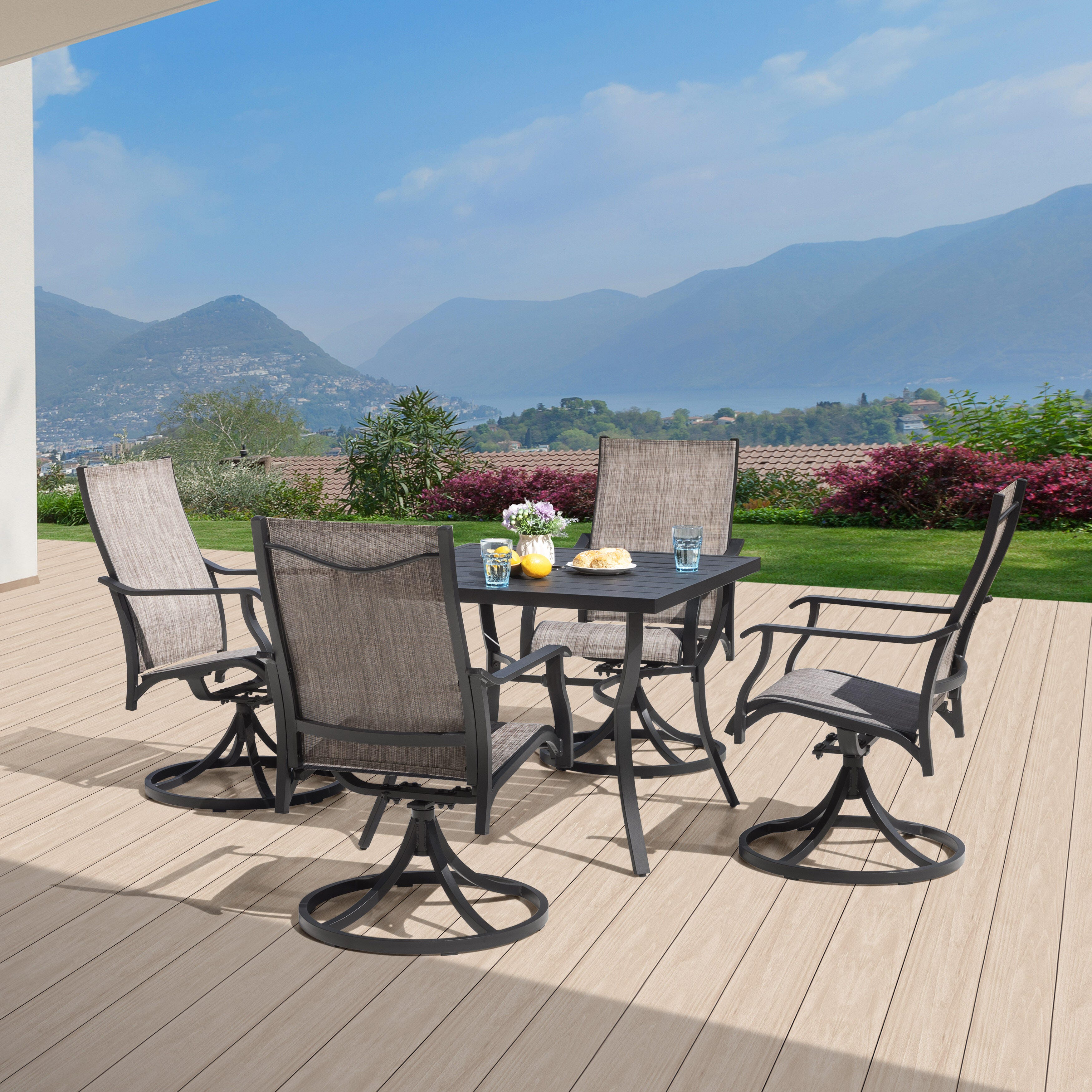 Click here for Nuu Garden Outdoor Dining Table and 4 Chairs  Gray... prices
