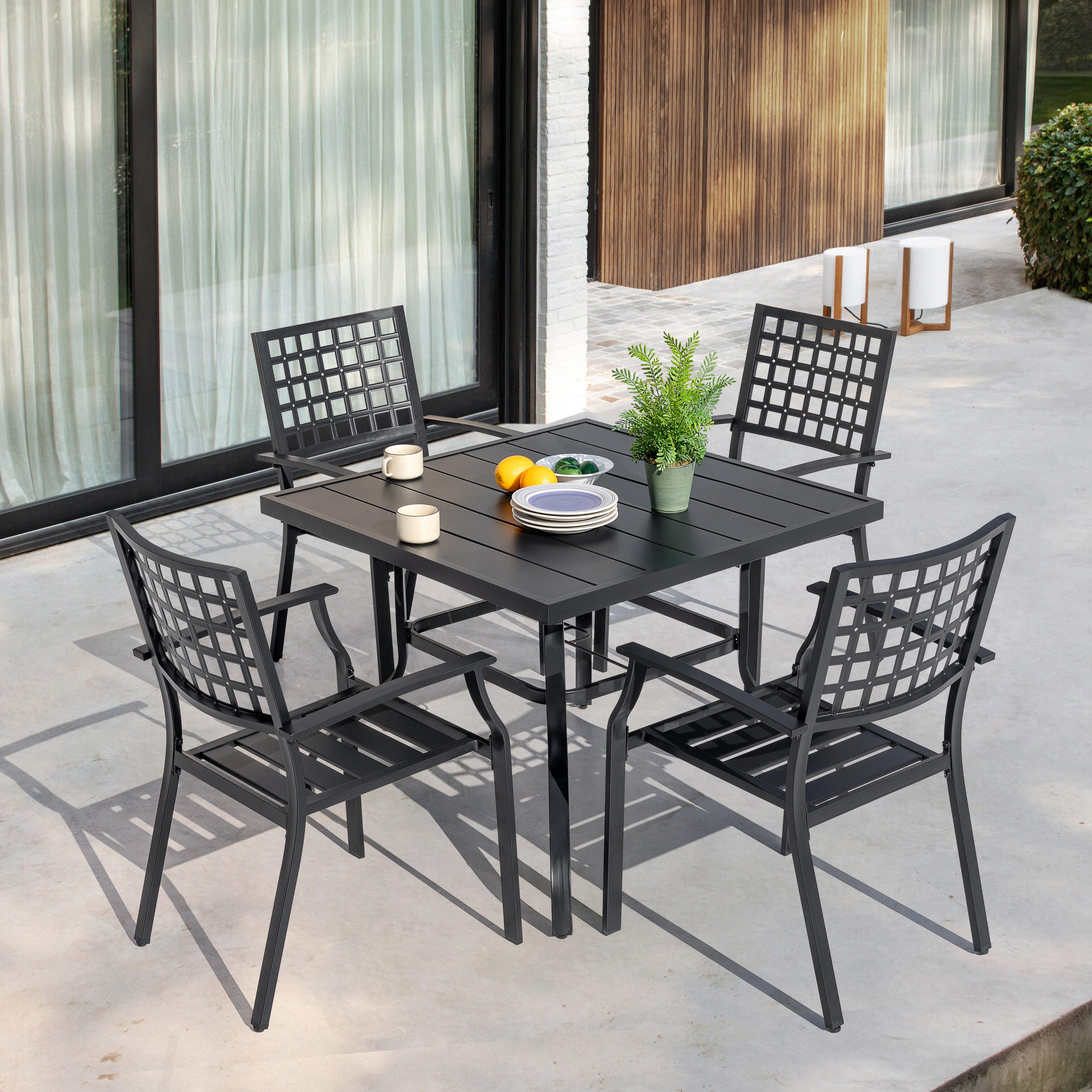 Click here for Nuu Garden Outdoor Dining Table with 4 Chairs  Bla... prices