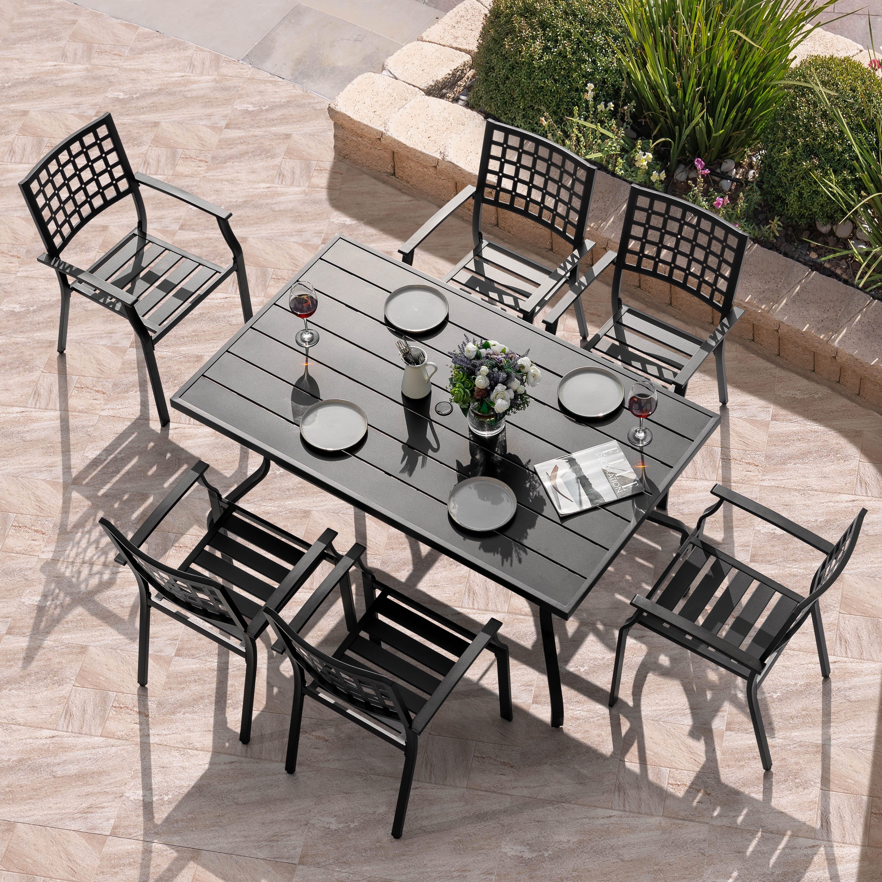 Click here for Nuu Garden Outdoor Dining Table with 6 Chairs  Bla... prices