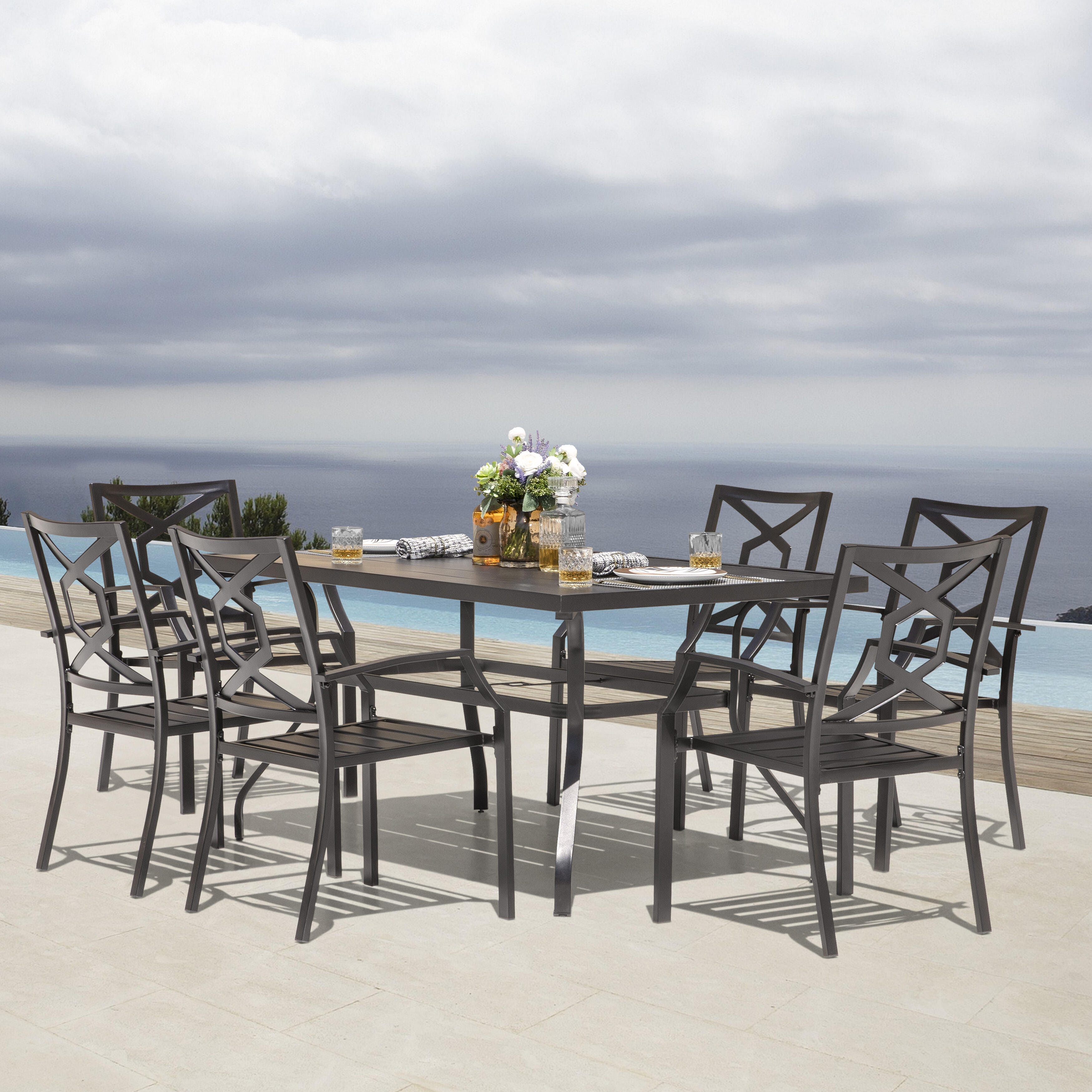 Click here for Nuu Garden Outdoor Dining Table and 6 Stackable Ch... prices