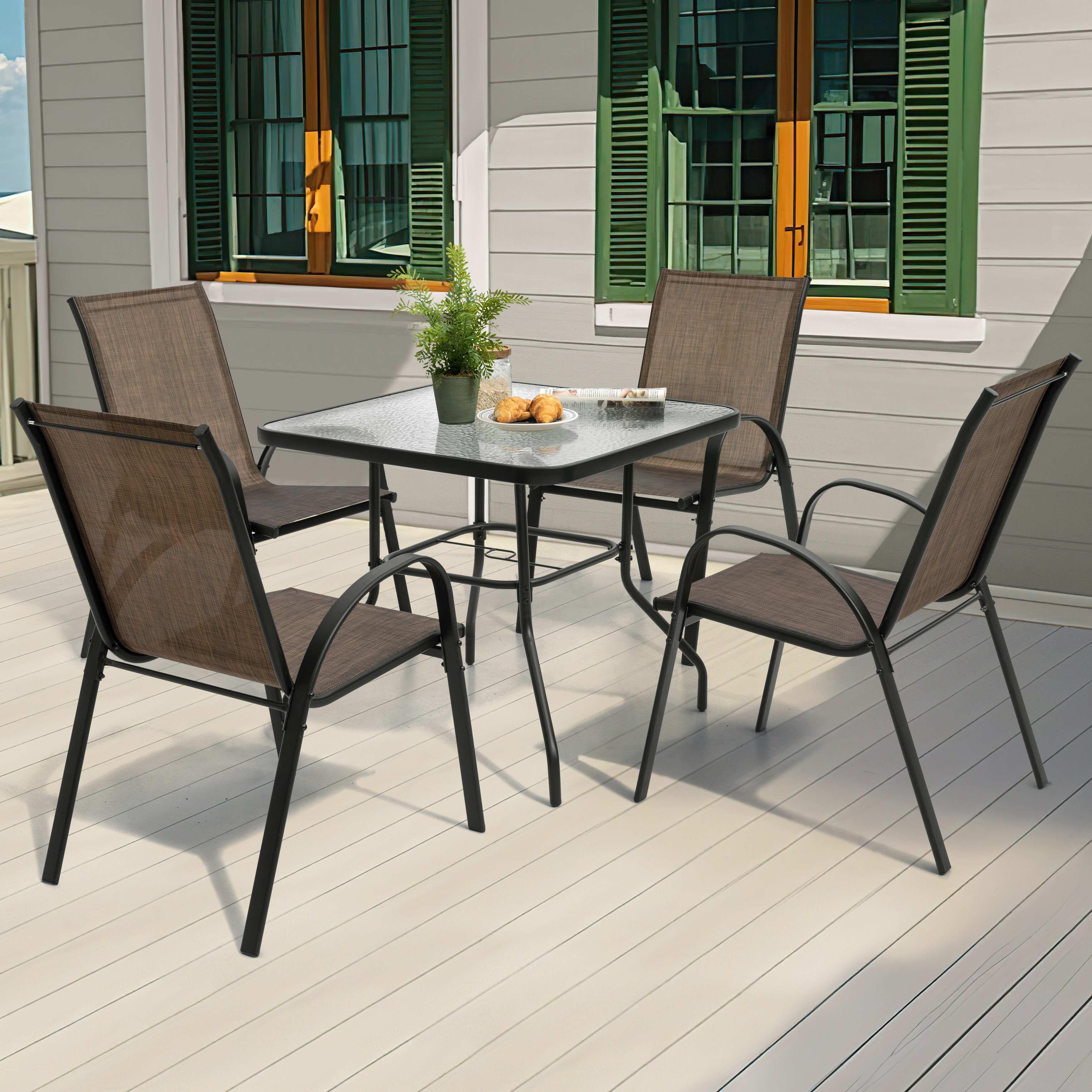 Click here for Nuu Garden Outdoor Dining Table and 4 Chairs  Blac... prices