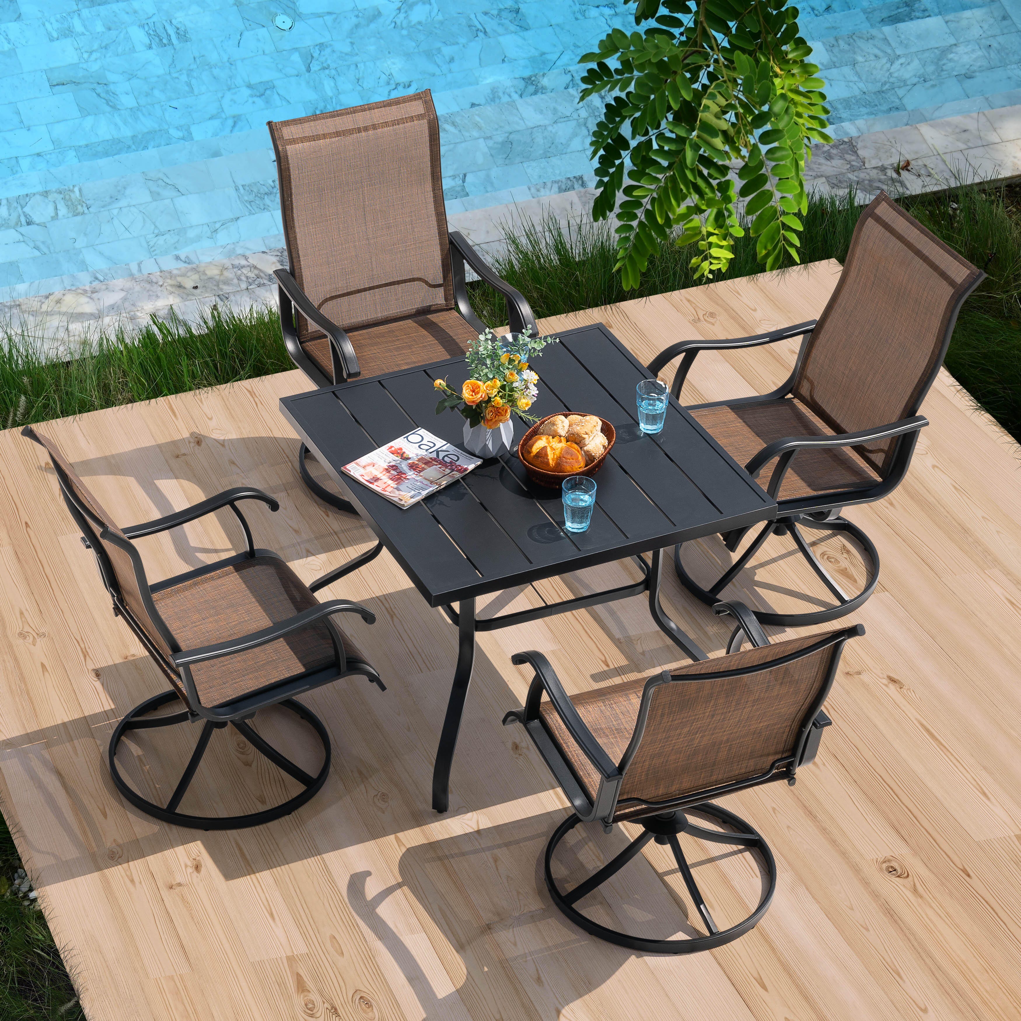Click here for Nuu Garden Outdoor Dining Table with 4 Swivel Chai... prices