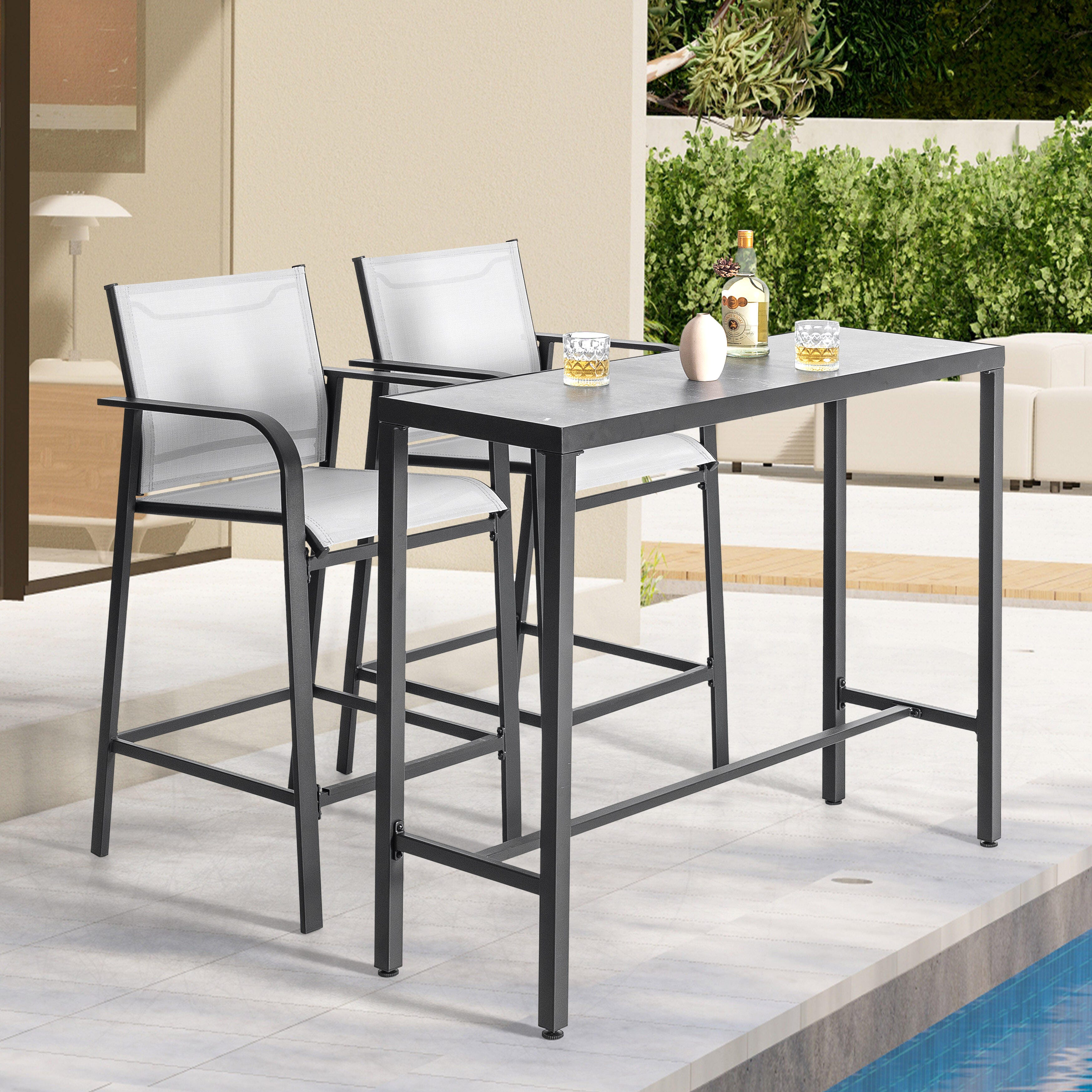 Click here for Nuu Garden Outdoor Bar Table with 2 Bar Stools  Gr... prices