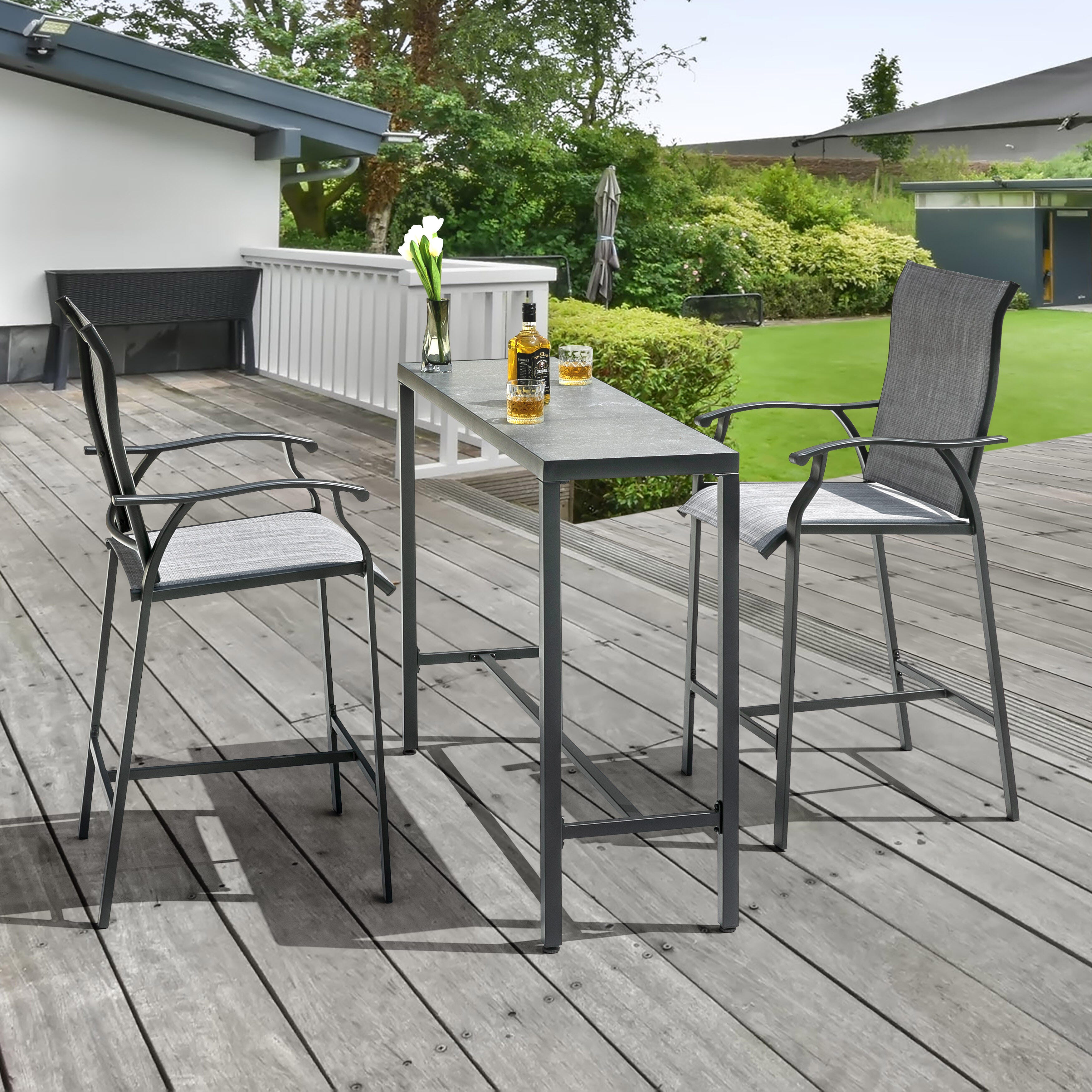 Click here for Nuu Garden Outdoor Bar Table and 2 Textilene Bar S... prices