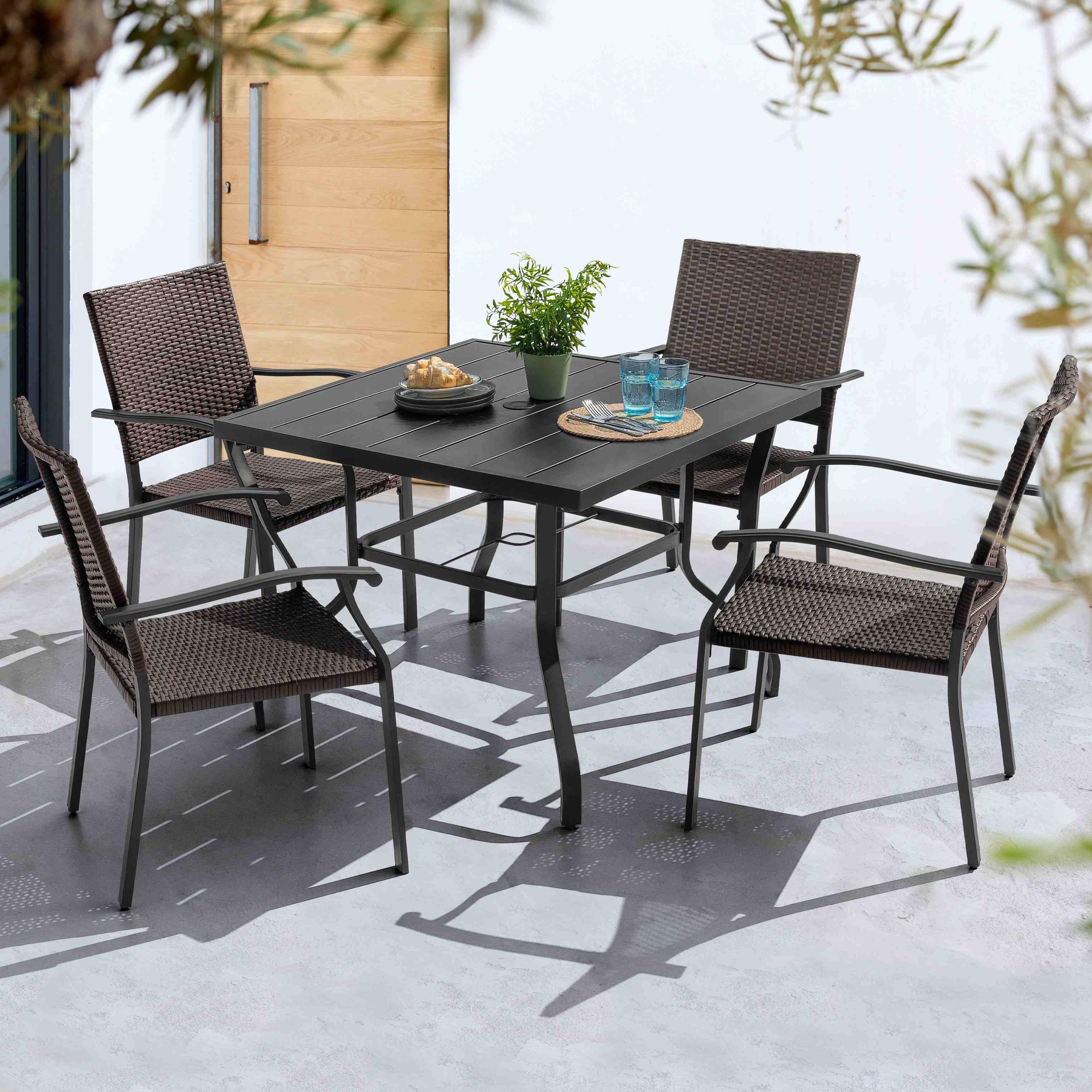 Click here for Nuu Garden Outdoor Dining Table and 4 Chairs  Blac... prices