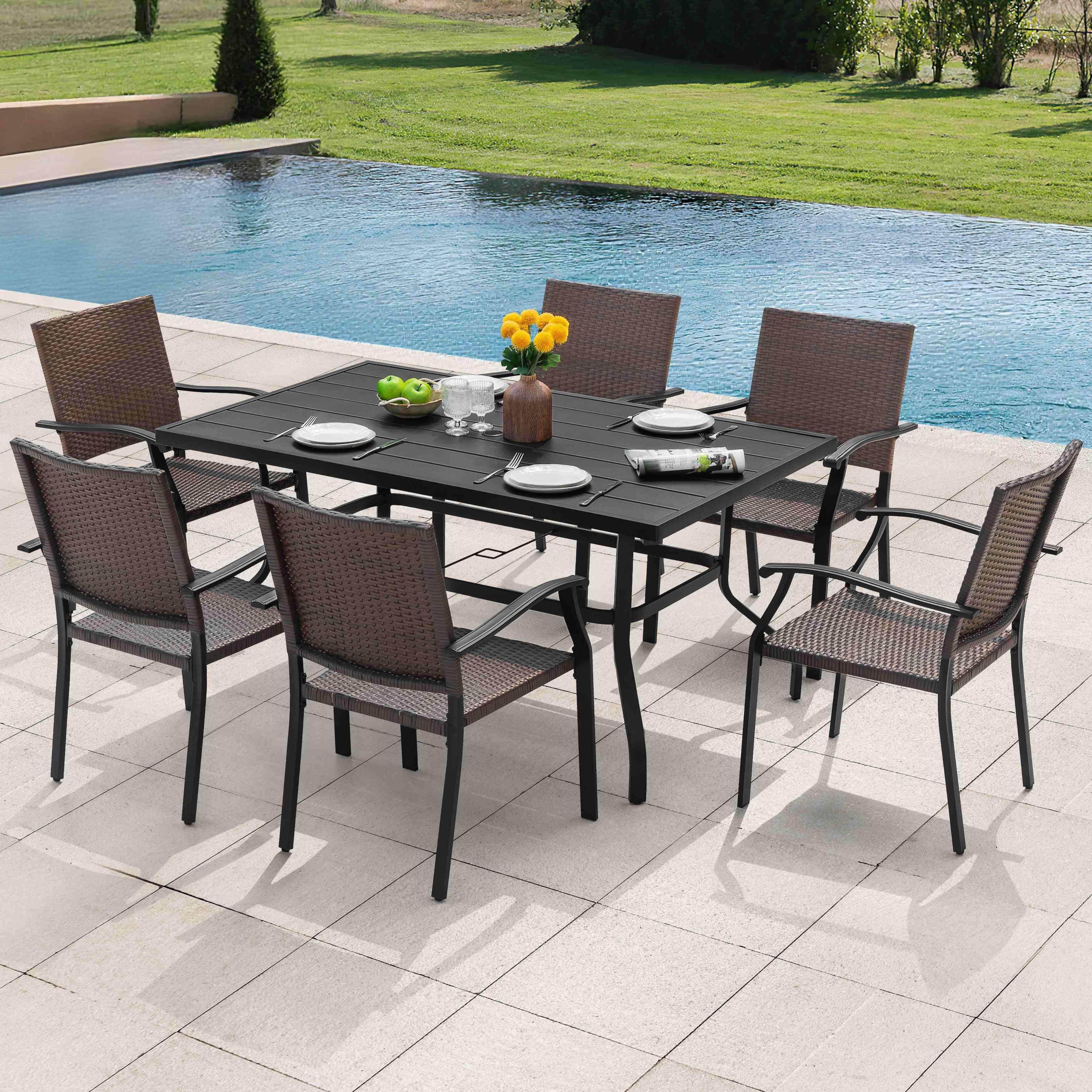 Click here for Nuu Garden Outdoor Dining Table and 6 Chairs  Blac... prices
