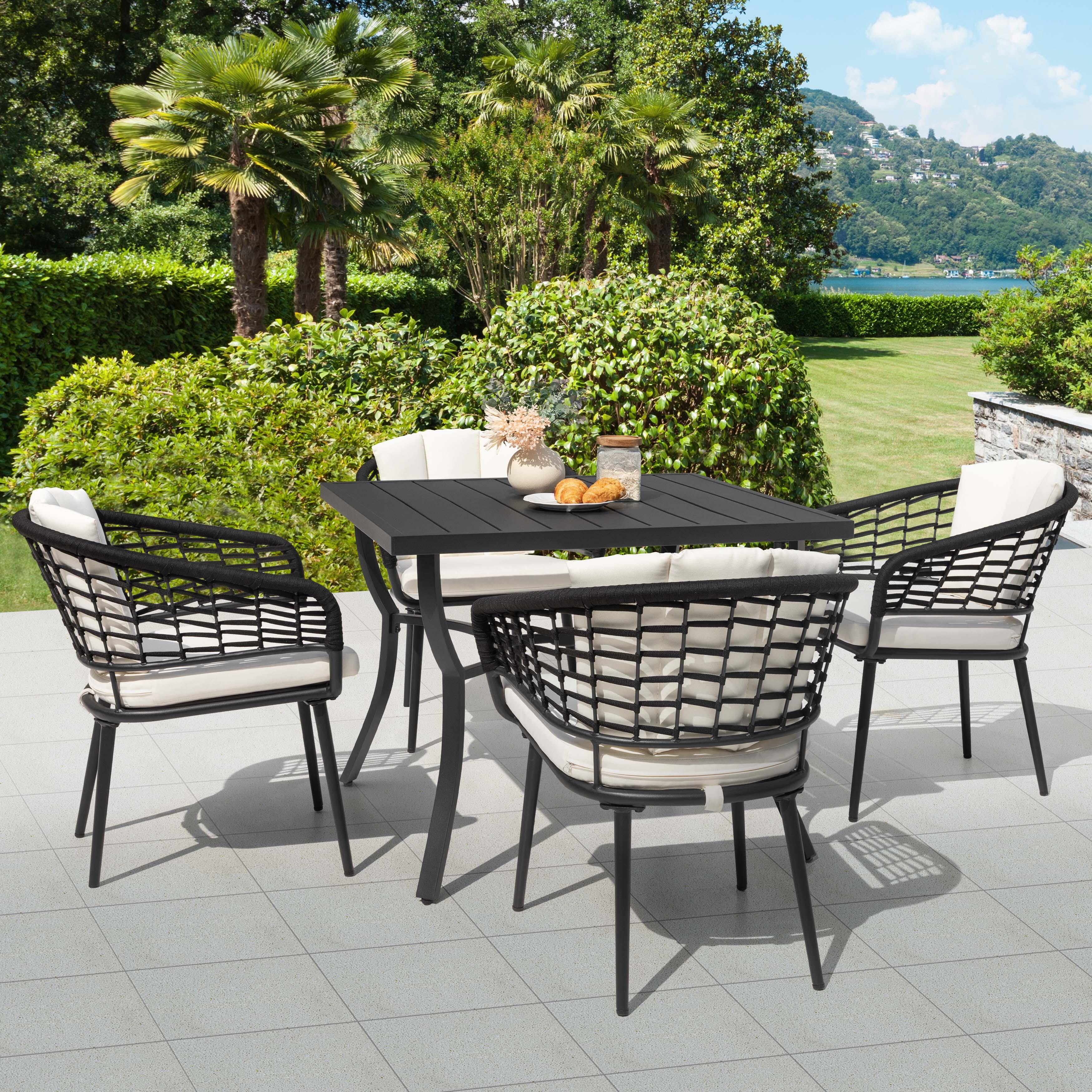 Click here for Nuu Garden Outdoor Dining Table with 4 Chairs  Bla... prices